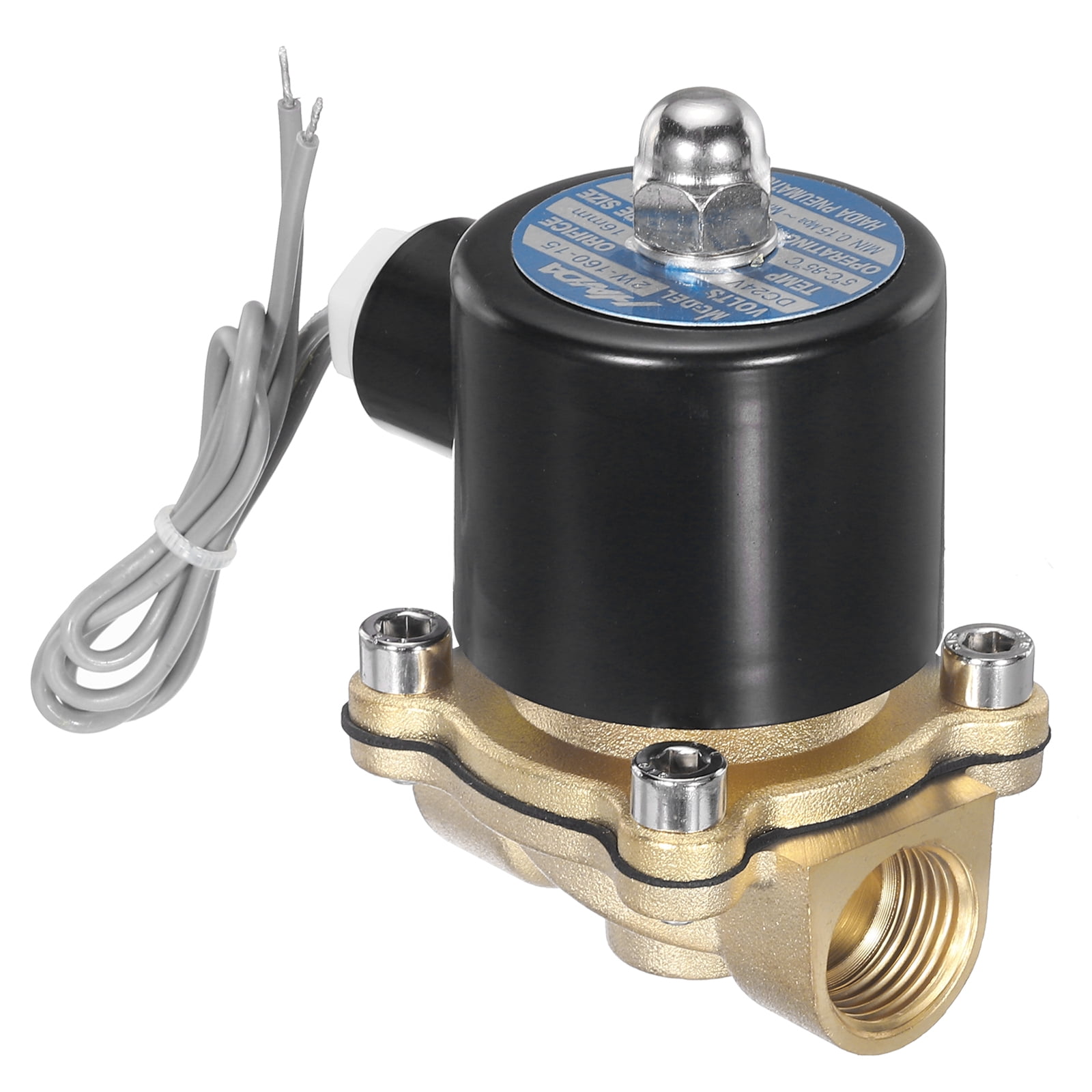 Brass Electric Solenoid Valve, 1/2" NPT 24V DC Air Valve Normally Closed Water Gas Fuel Diesel ...