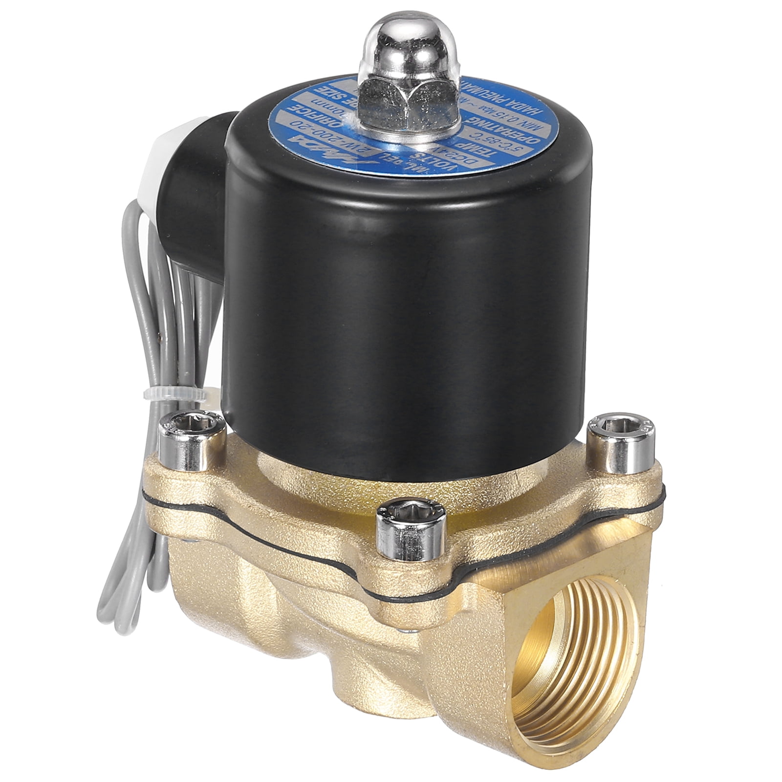 Brass Electric Solenoid Valve, 3/4" NPT 24V DC Air Valve Normally Closed Water Gas Fuel Diesel ...