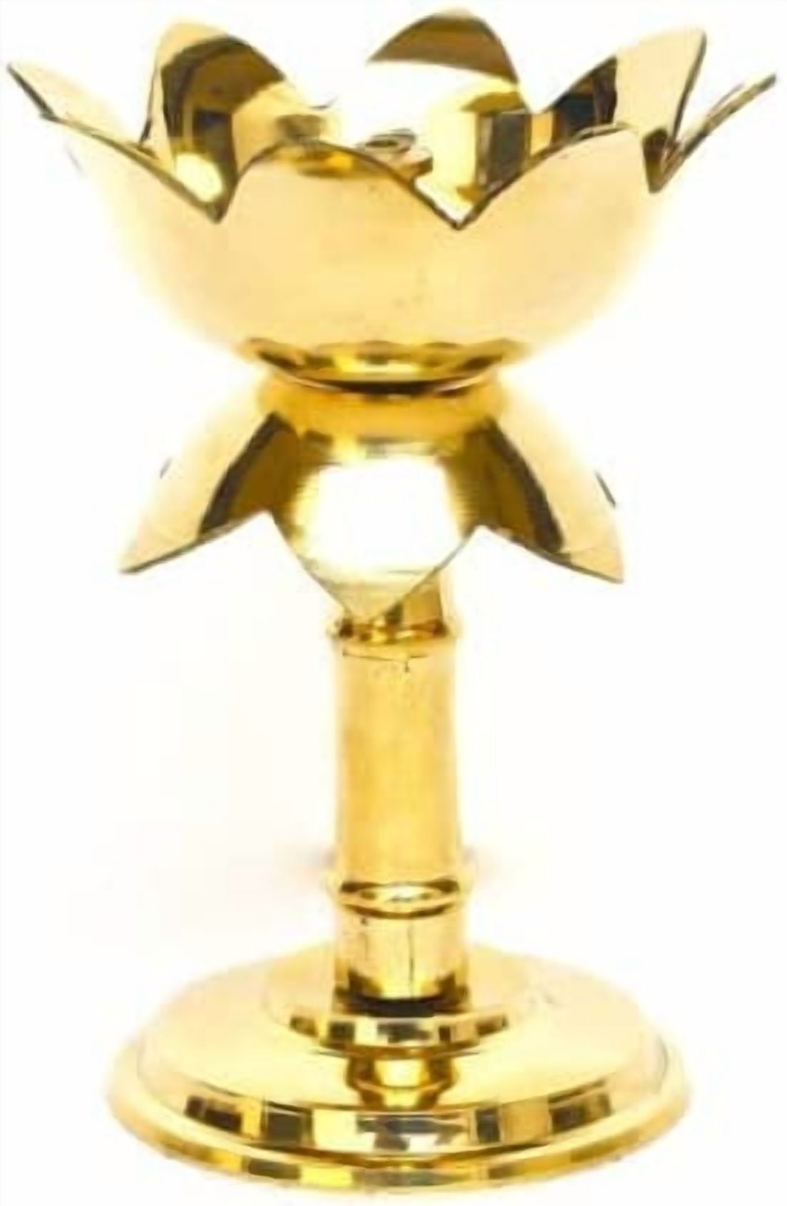 Brass Elegent Lotus Design Oil Lamp/Diya/Deep/Deepak With Stand (Approx ...