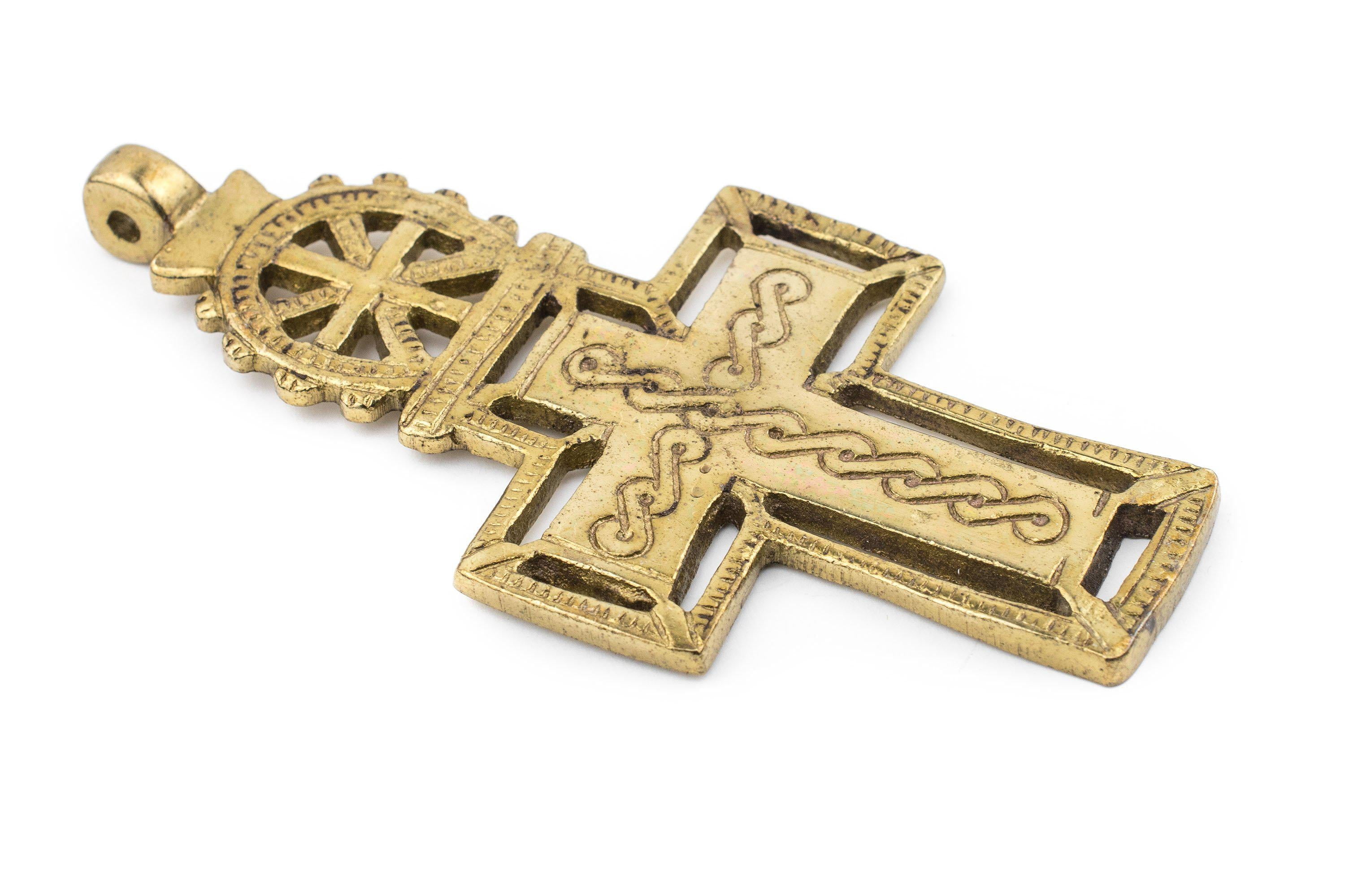 The Bead Chest Brass Ethiopian Coptic Cross Pendant, African Abyssinian ...