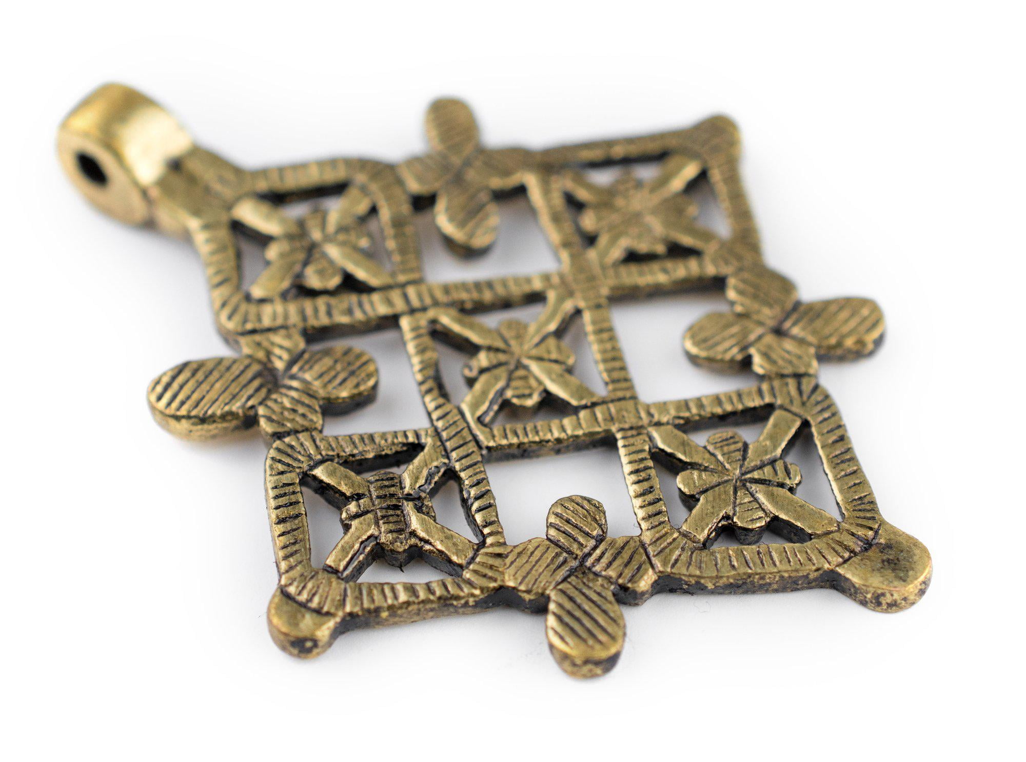 The Bead Chest Brass Ethiopian Coptic Cross Pendant, African Abyssinian ...