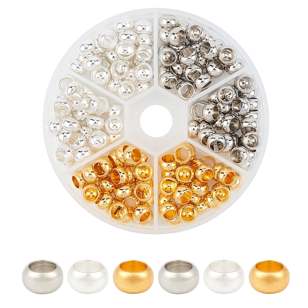 Brass European Beads Large Hole Beads Rondelle Golden Platinum Silver ...