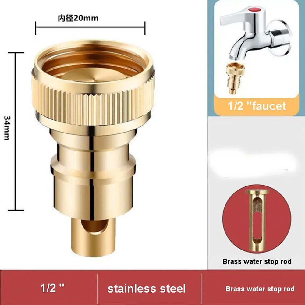 Brass Faucet Adapter Washing Machine Automatic Water Stop Nozzle ...