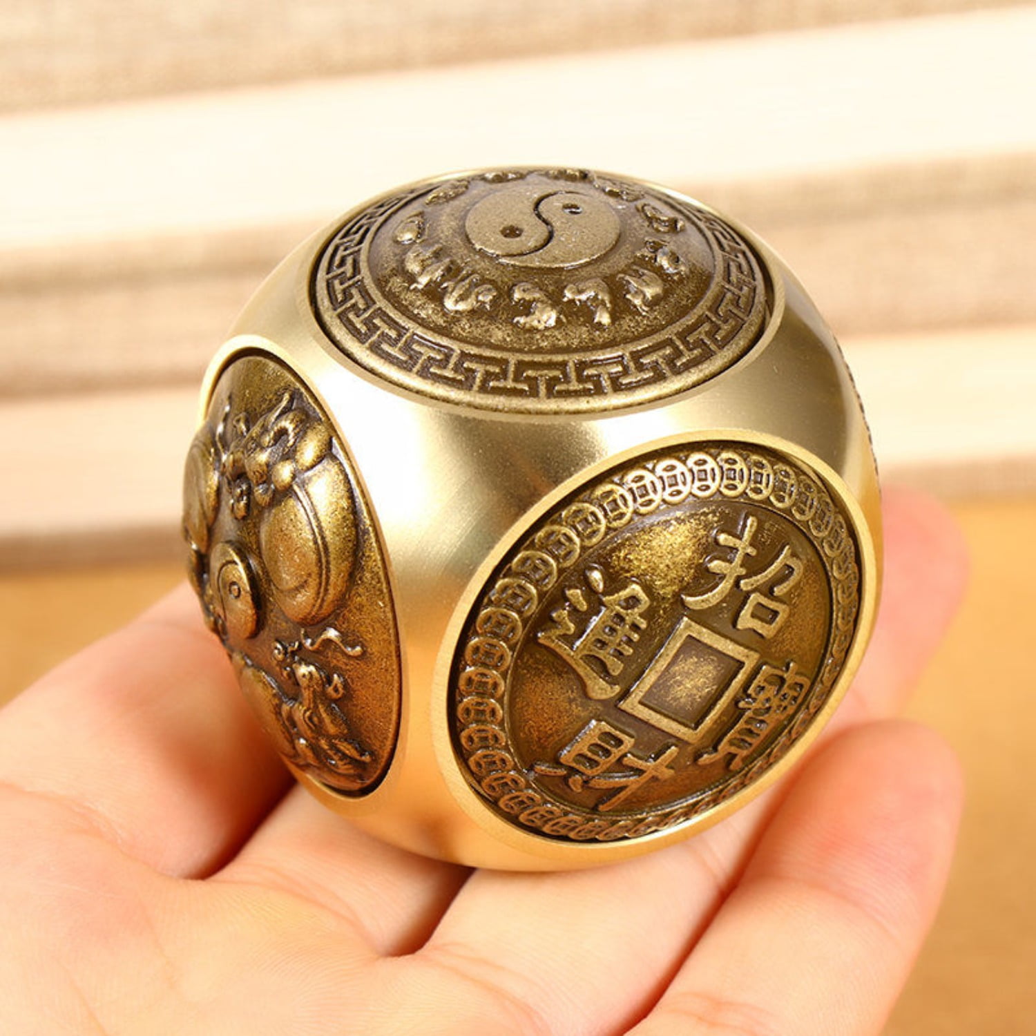 Brass Fidget Spinner for Adults - 6-Sided Rotating Hand Therapy Stress ...