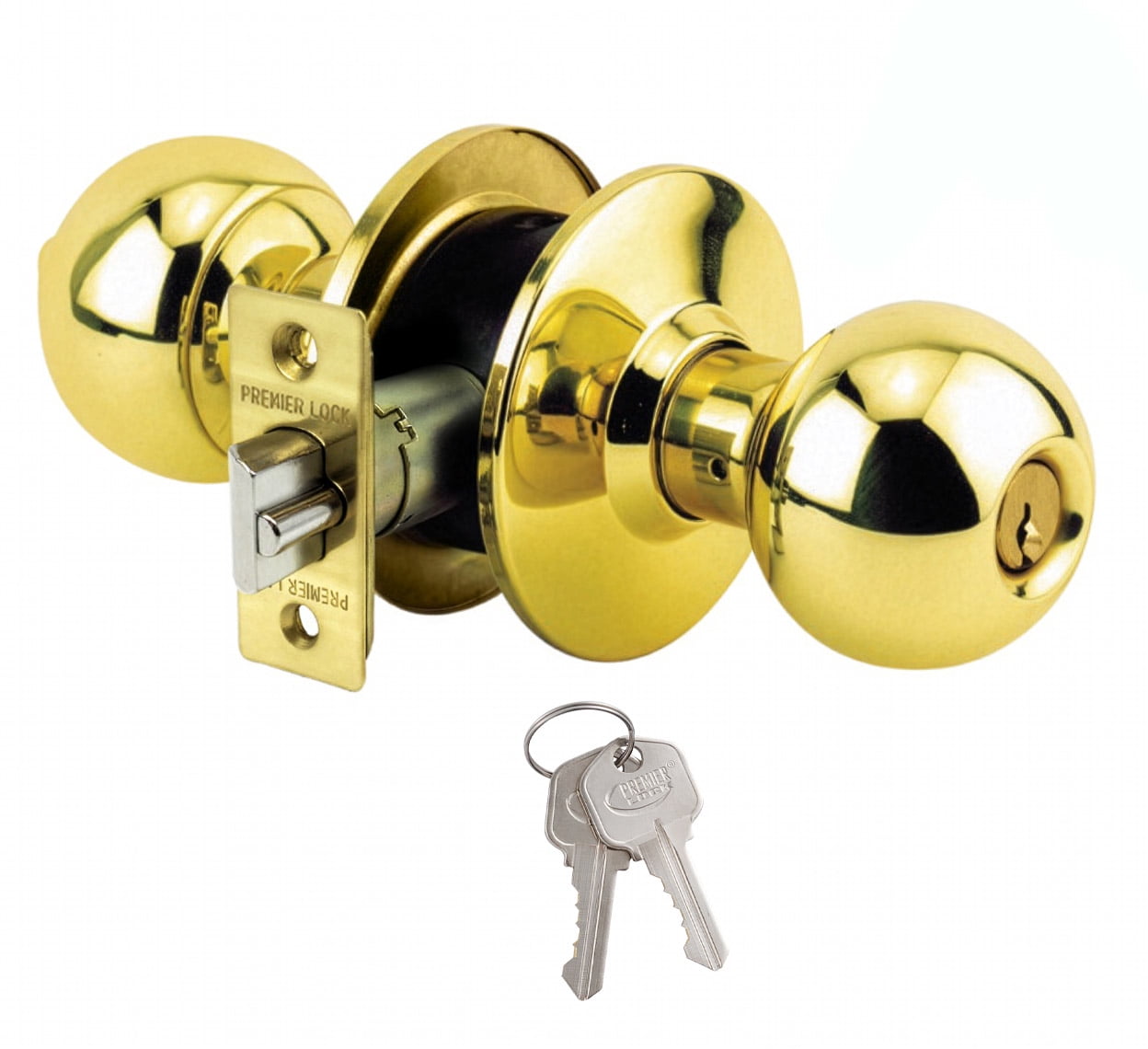 Brass Finish Grade 3 Keyed Storeroom Door Knob With 2 KW1 Keys - Boxed ...