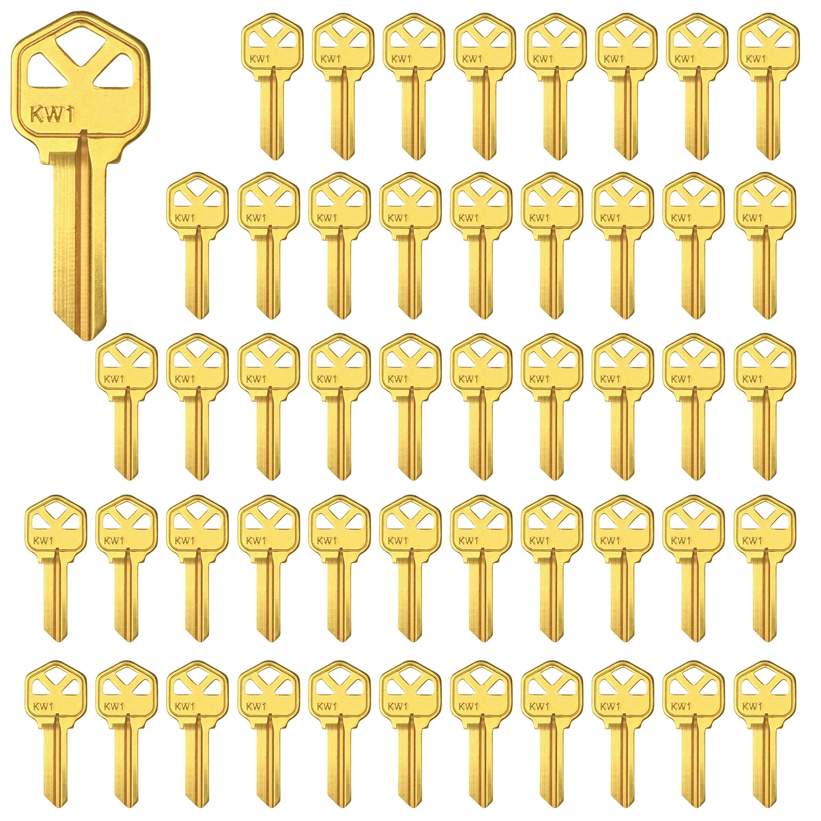 Brass Finish Key Blanks, KW1 Uncut Blank Keys, Pack of 50 Keys ...