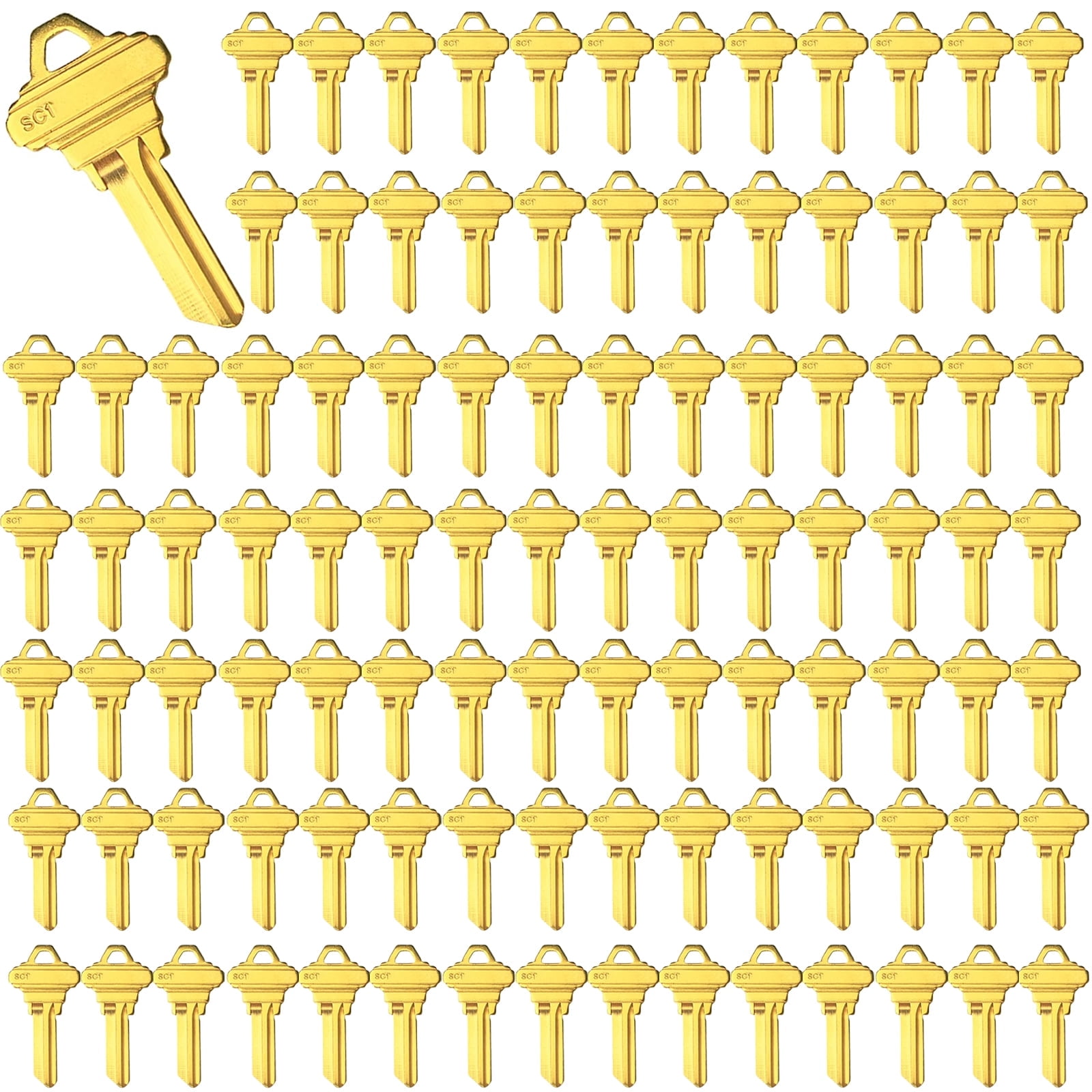 Brass Finish SC1 Key Blanks, Uncut Blank Keys, Pack of 100 Keys ...