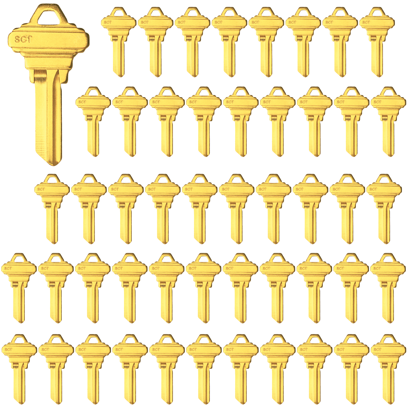 Wah Lin Parts Brass Finish SC1 Key Blanks, Uncut Blank Keys, Pack of 50 ...