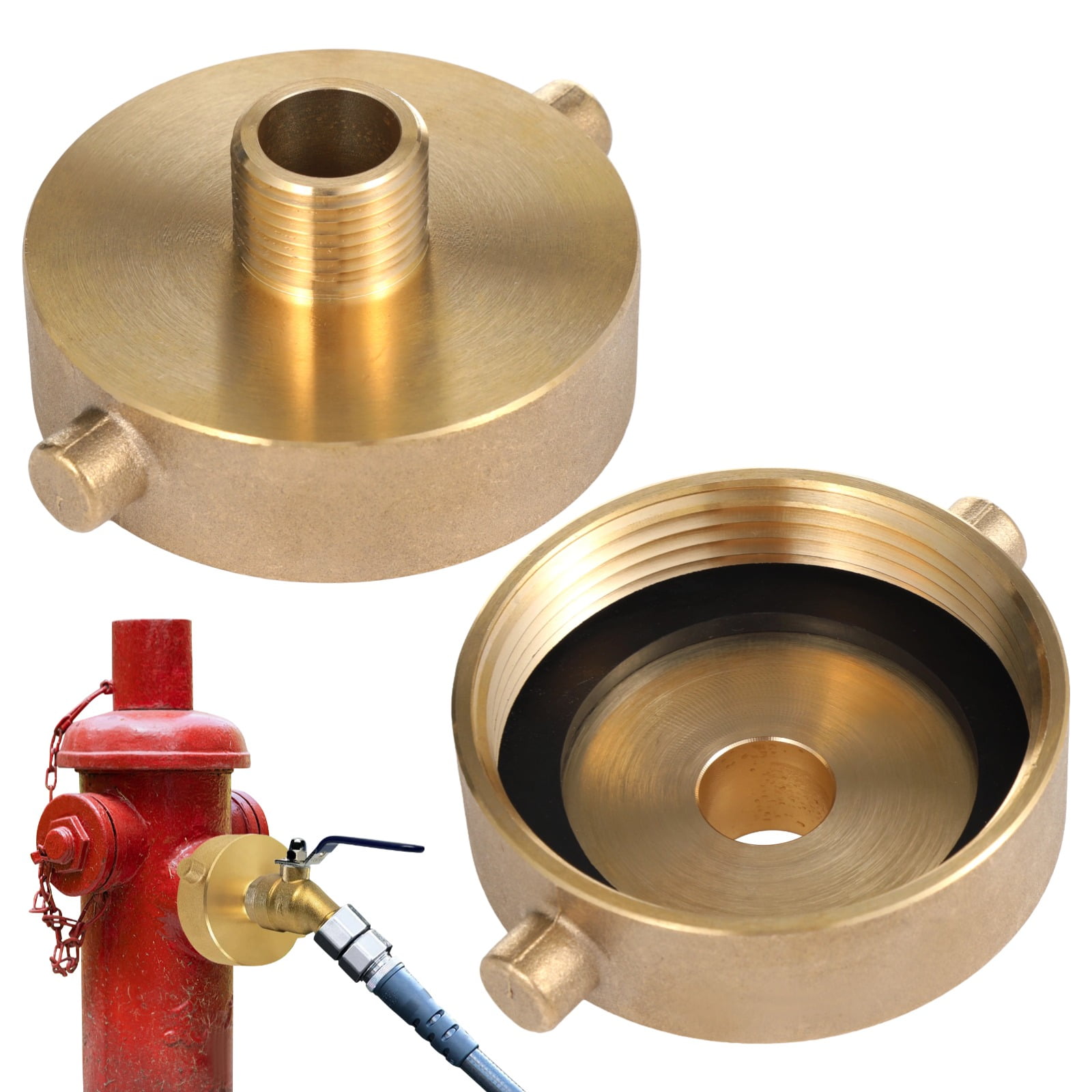 Brass Fire Hydrant Hose Adapter, 2-1/2" NST/NH Female to 3/4" GHT Male ...