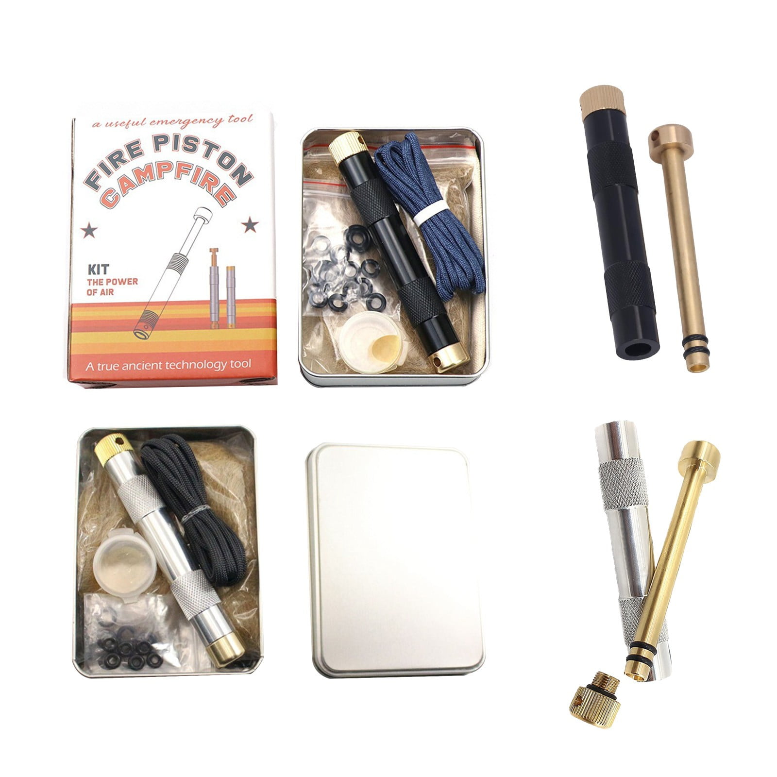 Brass Fire Piston Kit Flame Maker Fire Starter Aluminum Tube Outdoor ...