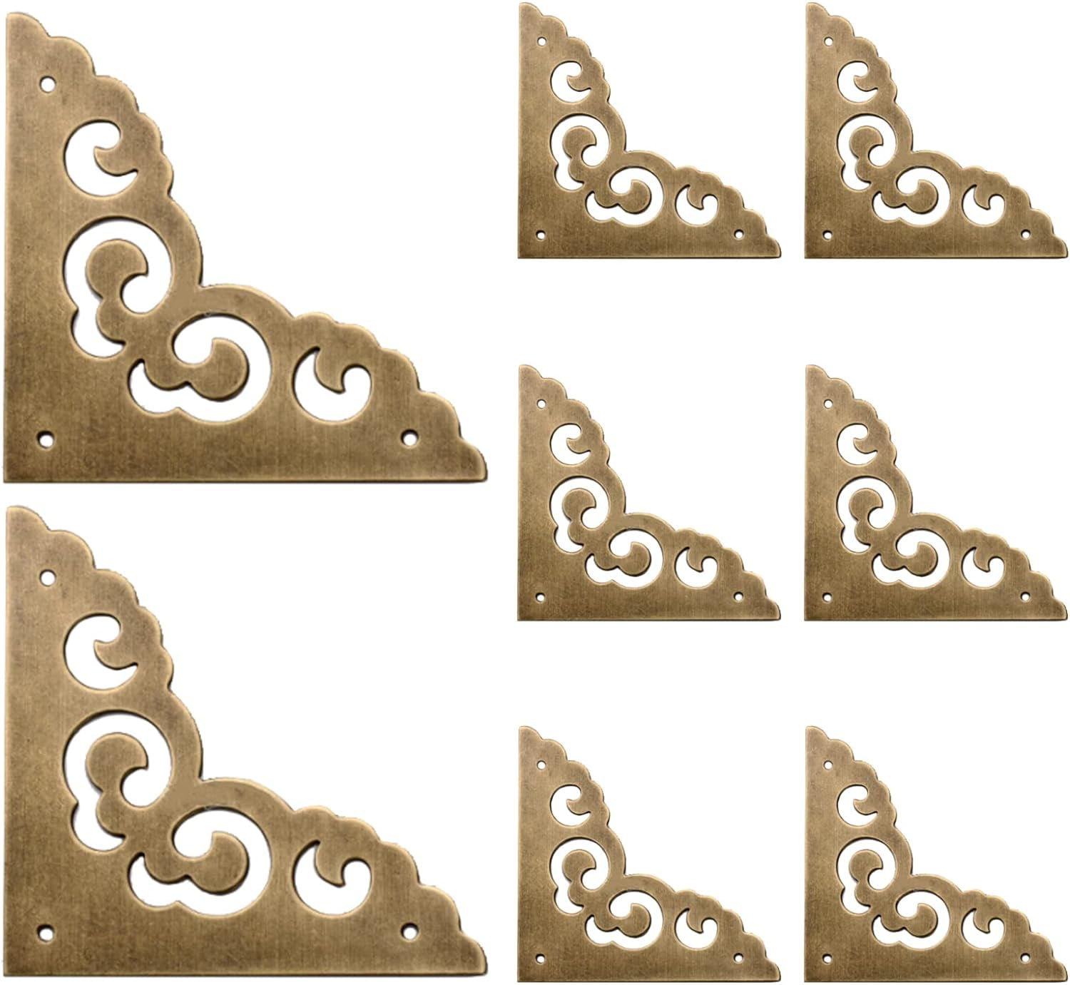 Brass Flat Corners Bracket, 8PCS Decorative Brass Box Corner Protector ...