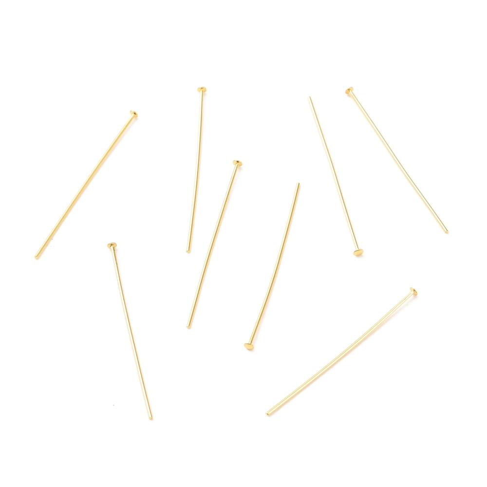 Brass Flat Head Pins Long-Lasting Plated Real 18K Gold Plated 38x0.7mm ...