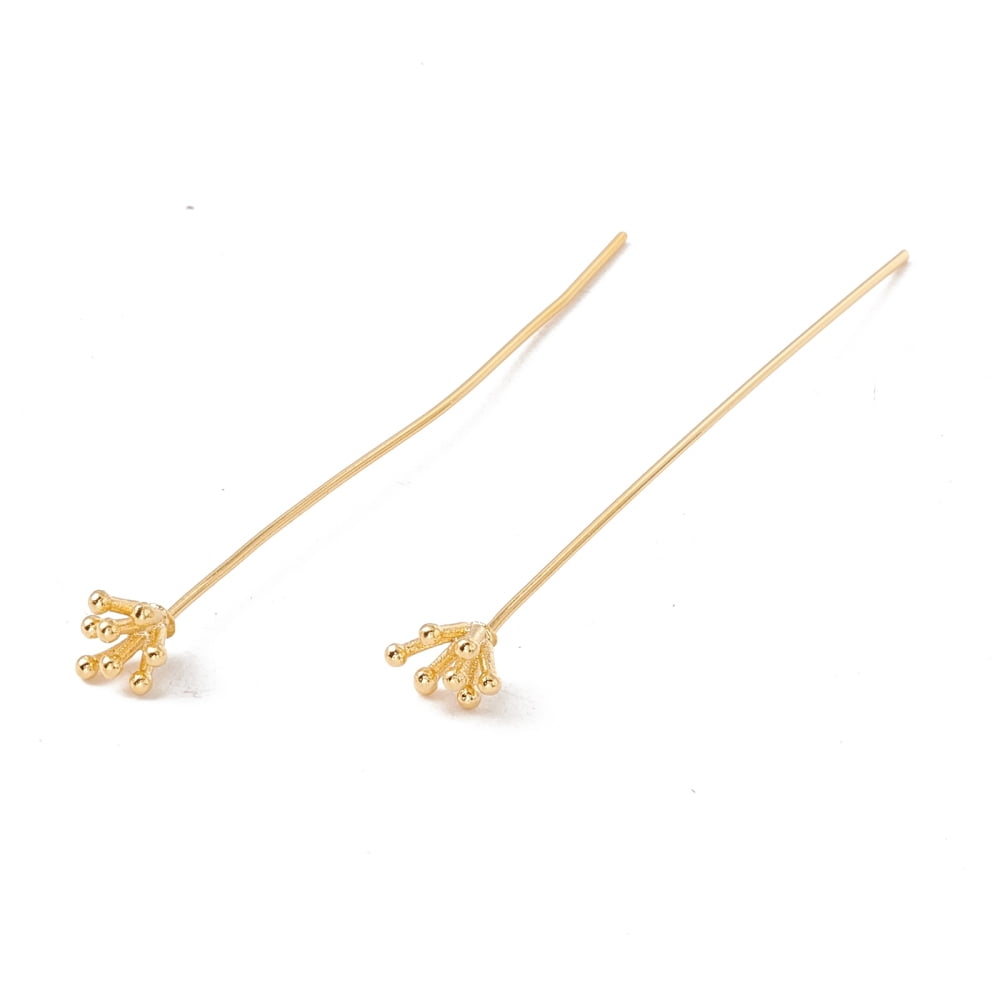 Brass Flower Head Pins Golden 49mm Pin: 21 Gauge(0.7mm) Flower: 6x5mm ...