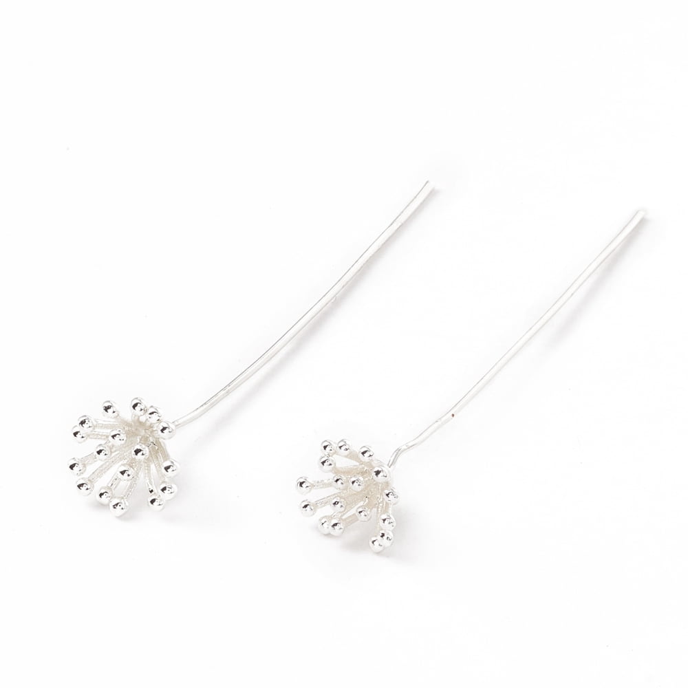Brass Flower Head Pins Vintage Decorative for Hair DIY Accessory Silver ...