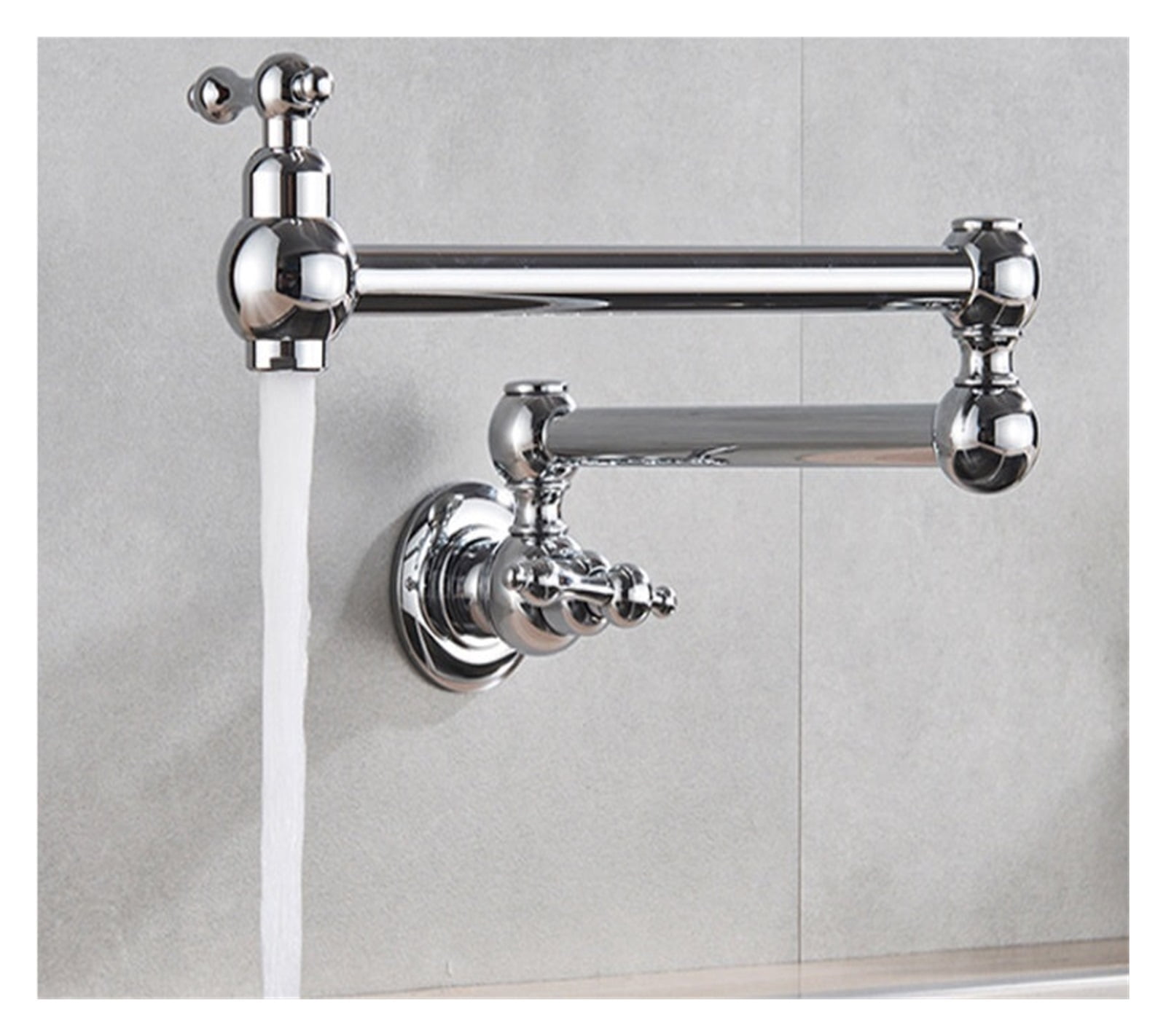 Brass Folding Kitchen Faucet Single Cooling Double Opening Wall Type ...