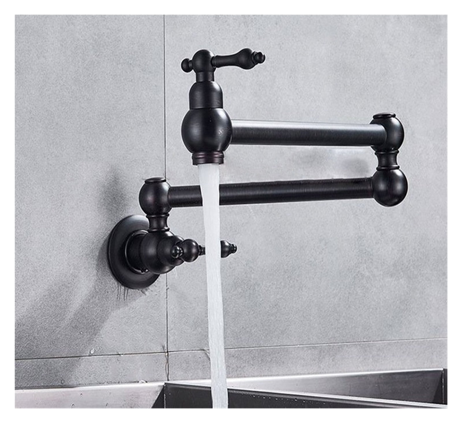 Brass Folding Kitchen Faucet Single Cooling Double Opening Wall Type ...