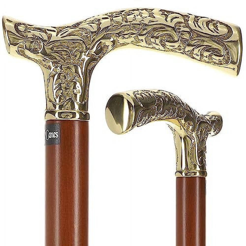 Brass Fritz Style Handle Walking Cane with Beechwood Shaft - Walmart.com