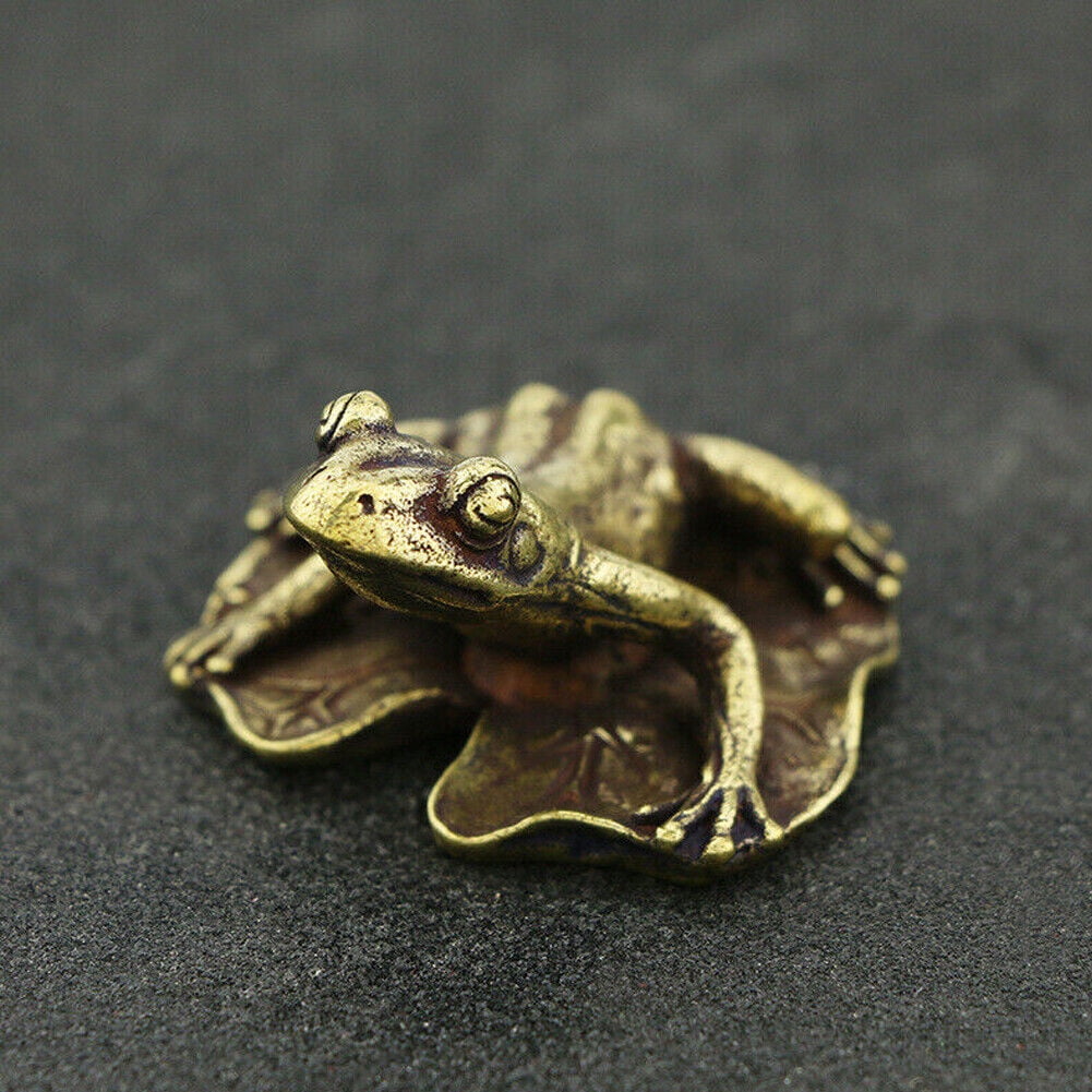 Brass Frog Figurine Statue Home Office Table Decoration Animal ...