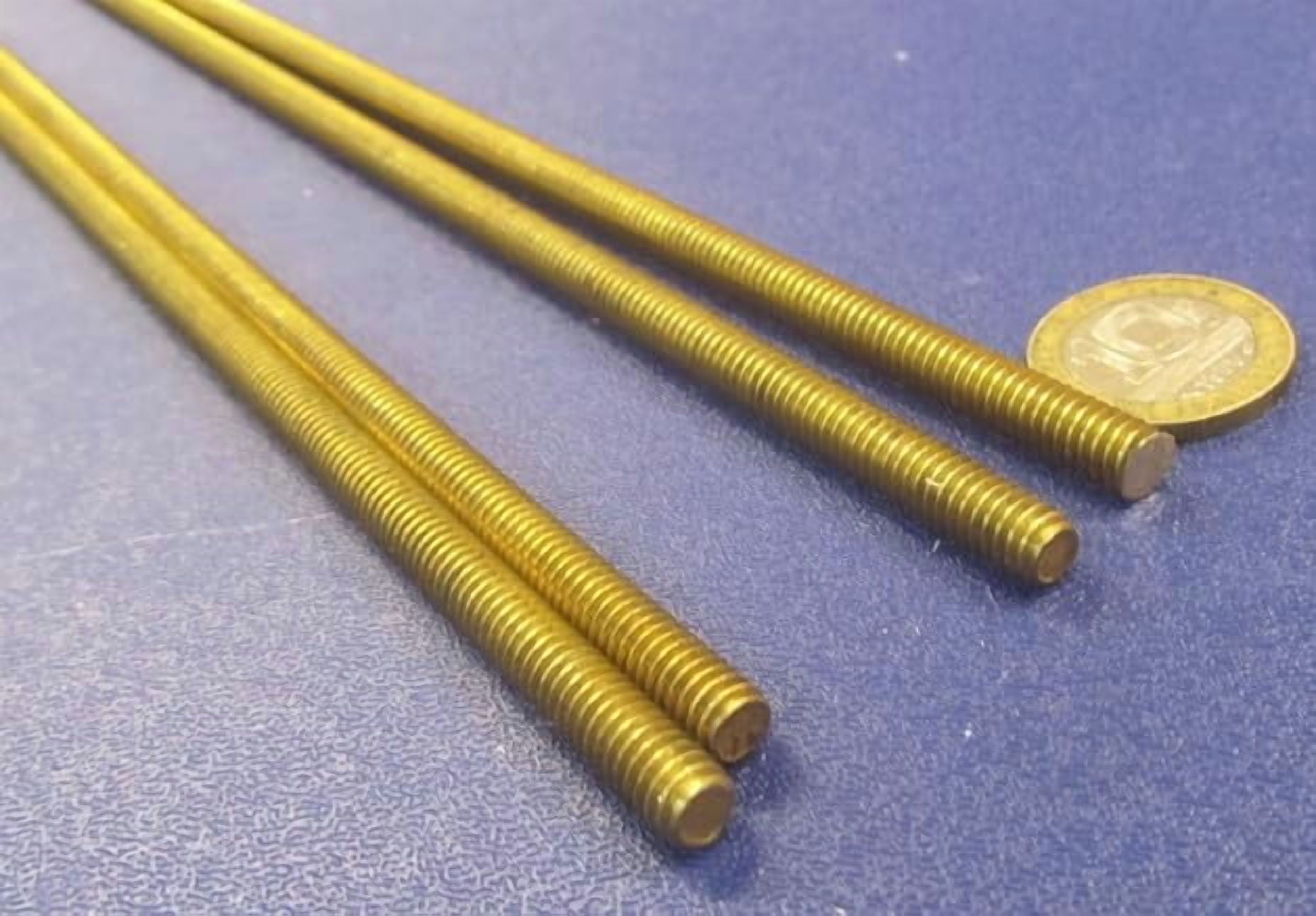 Brass Fully Threaded Round Rod, RH, 1/4"-20 Diameter x 12" Length, 4 ...