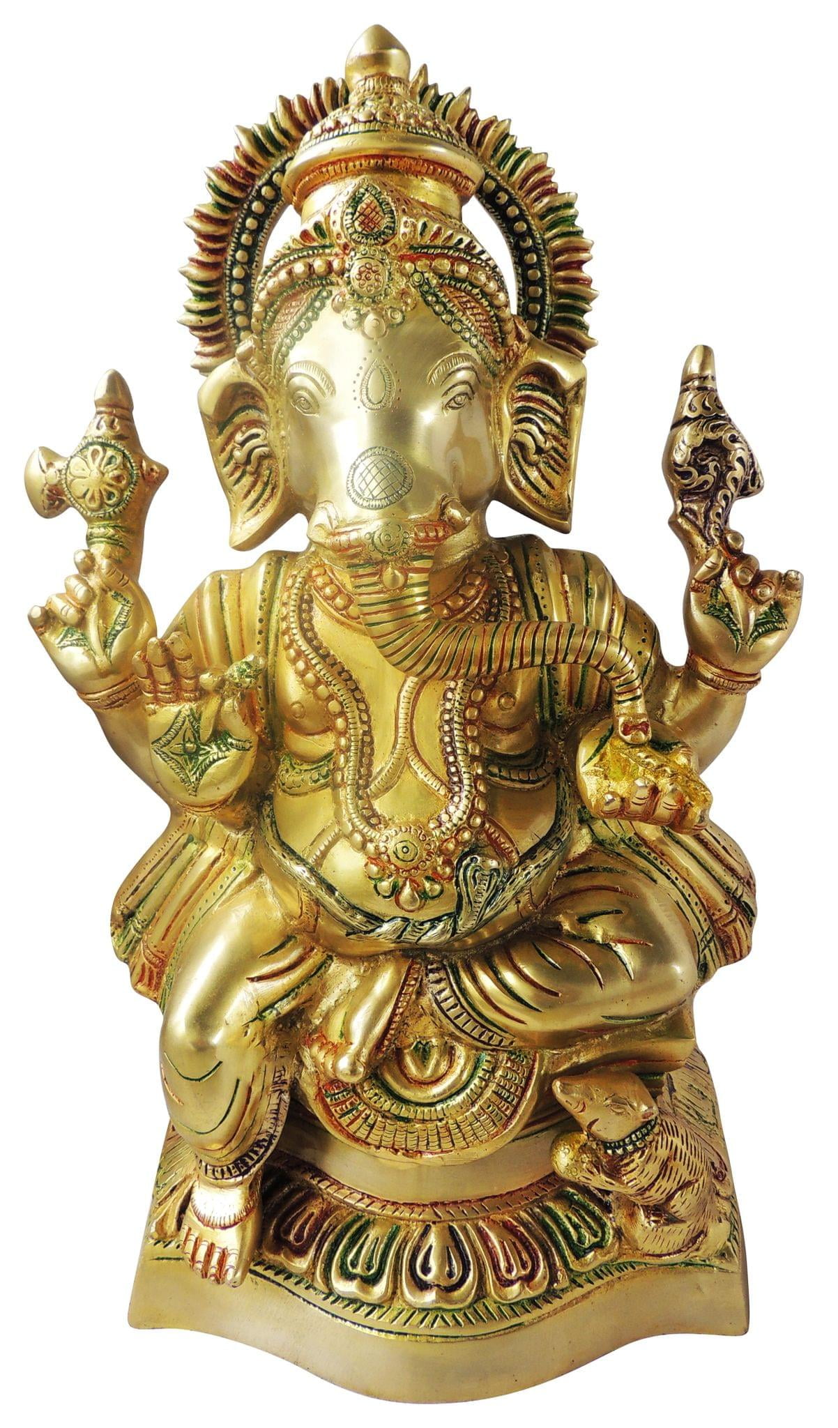Brass Ganesh Ji Statue 12.4kg, Sri Vinayaka Murthi, Shri Ganesha Morthi, Ganapati Morti ...