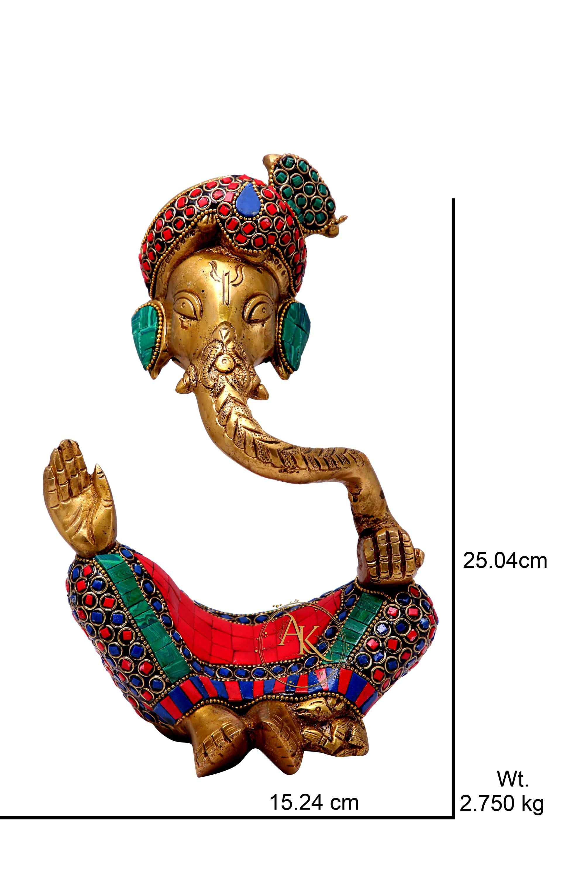 Brass Ganesha Statue, 25 cm Ganesh idol, Brass Ganesha figure, Ganpati ...