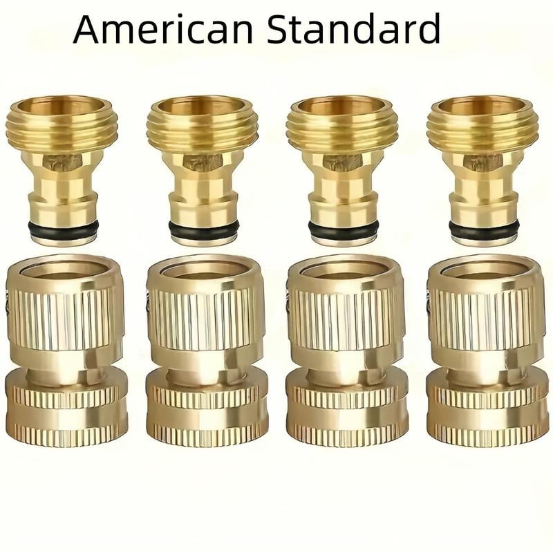 Brass Garden Hose Quick Connect Set, Garden Hose Connector Adapter ...