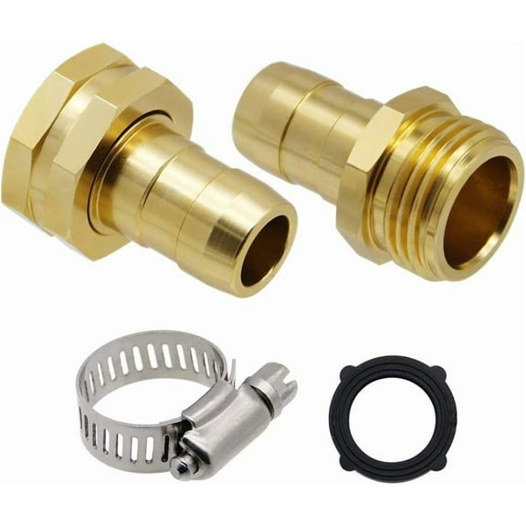 Solid Brass Garden Hose Repair Connector with Clamps End Kit,Fit for ...