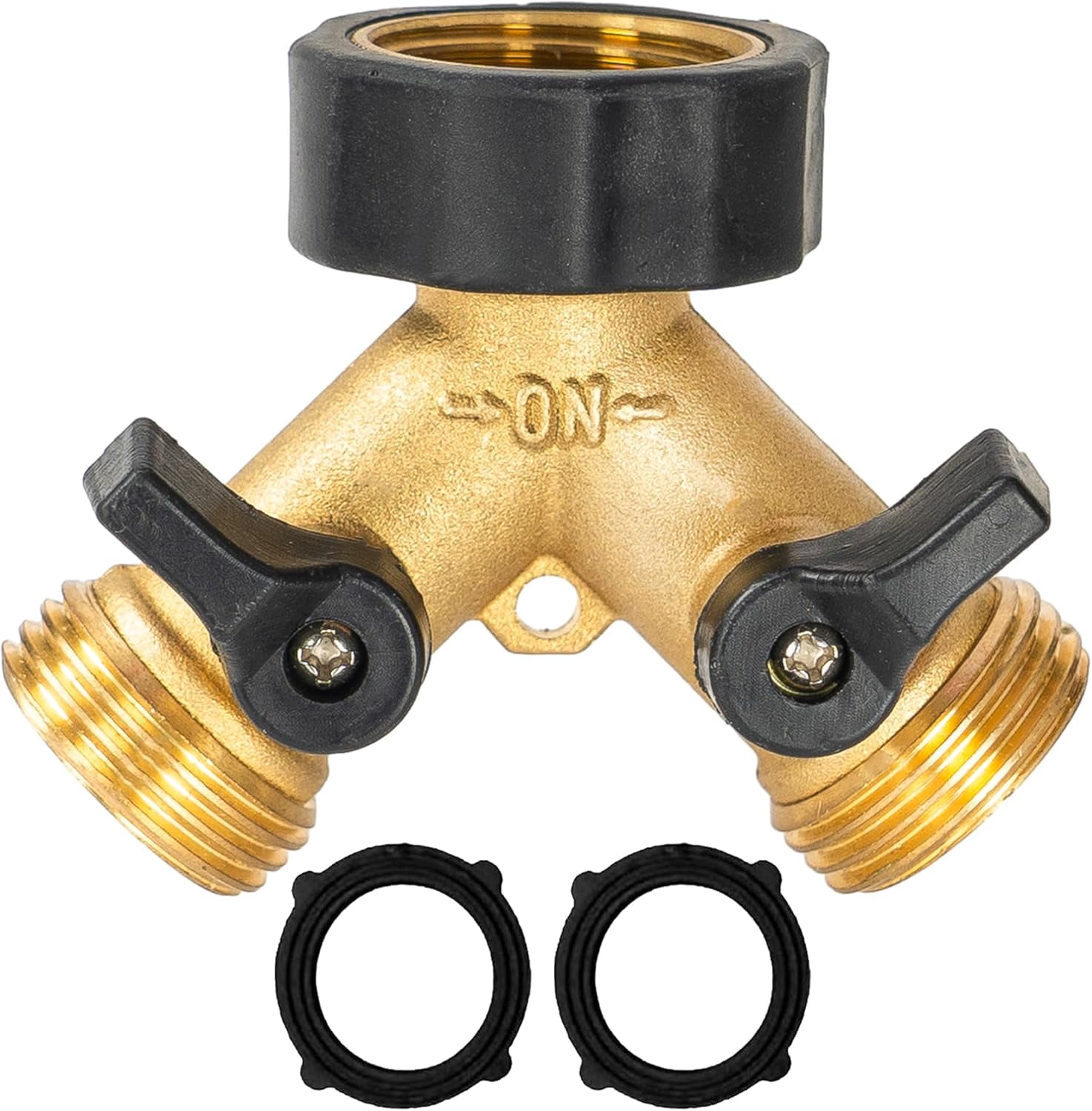 Brass Garden Hose Splitter 2 Way, 3/4 Inch Connector Tap Splitter, Y ...