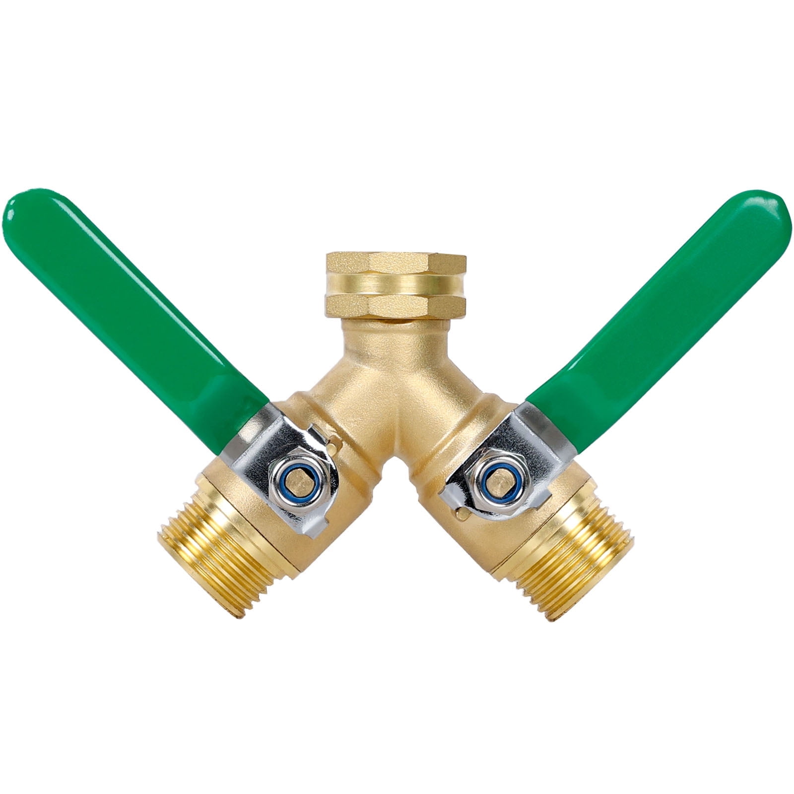 AMONNLY Big Brass Garden Hose Splitter 2 Ways Heavy Duty Y Valve with 0 ...