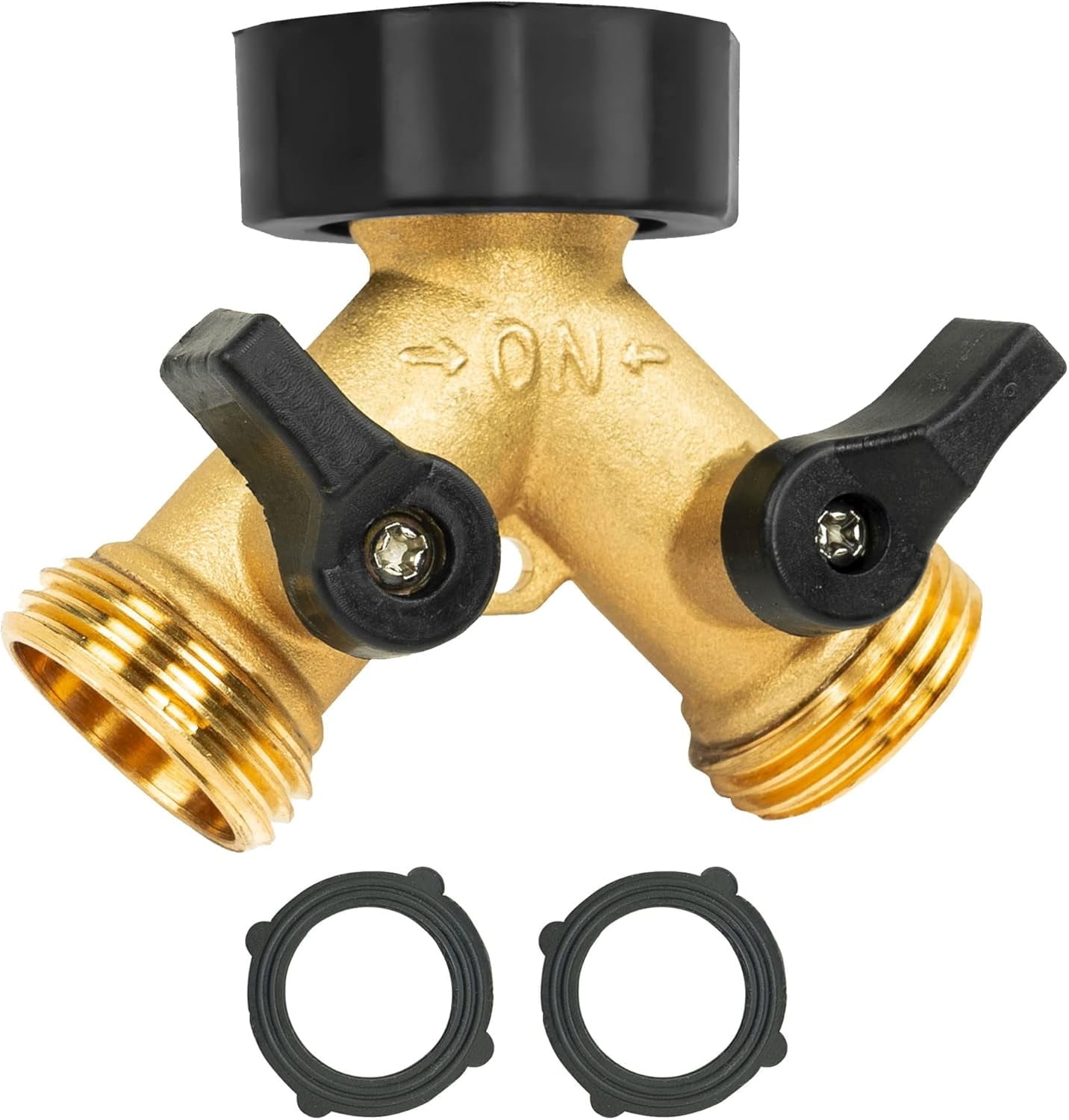 Brass Garden Hose Splitter 2 Way, Hose Y Splitter 3/4 Inch Heavy Duty ...