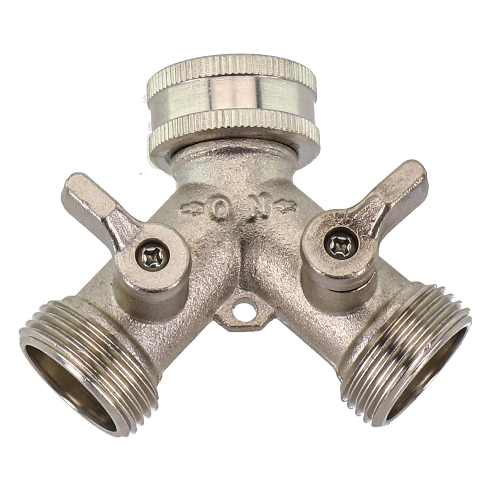 Brass Garden Hose Splitter 2-Way Water Pipe Connector Adapter with ...
