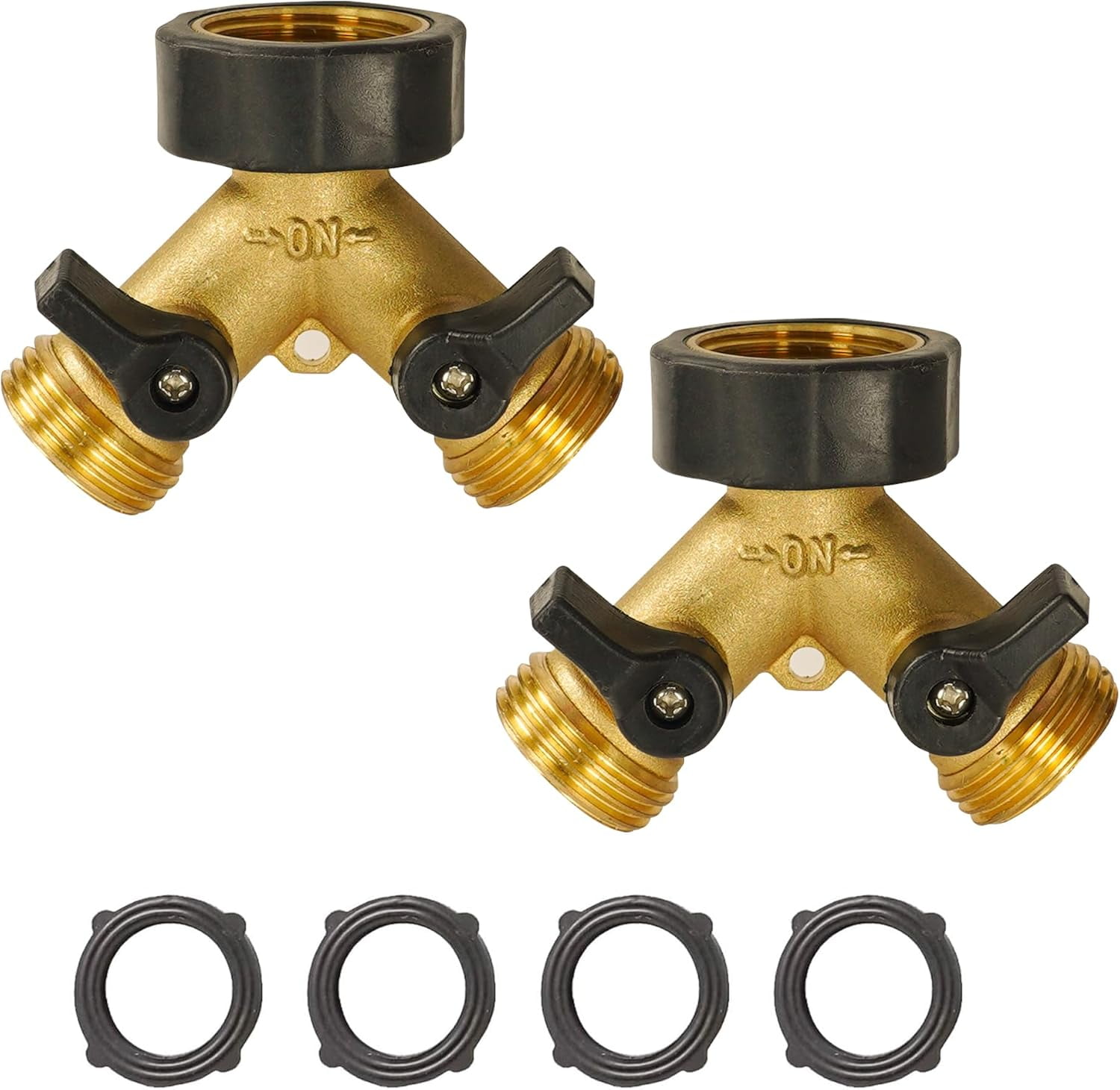 Brass Garden Hose Splitter 2 way Heavy Duty, 2 Pack Brass Hose Y ...