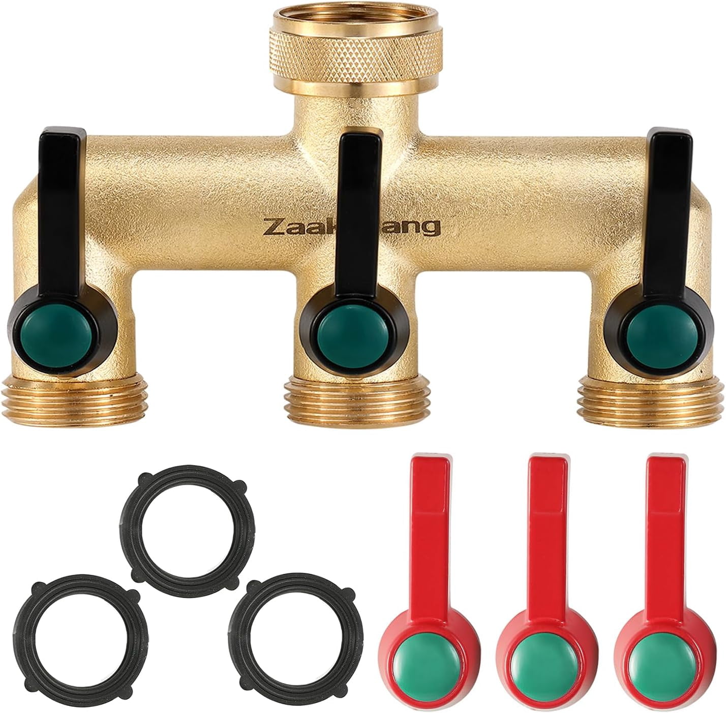 Brass Garden Hose Splitter, 3/4" 3 Way Faucet Splitter, Outdoor ...