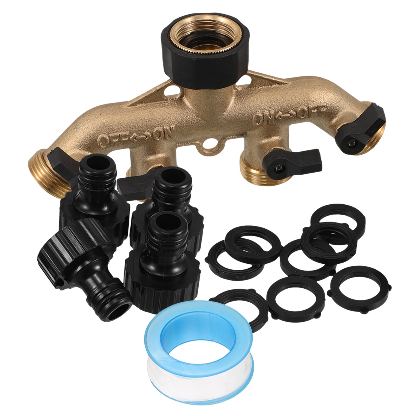 Brass Garden Hose Splitter 4 Hose Connector 4 Way Hose Adapter Spigot ...
