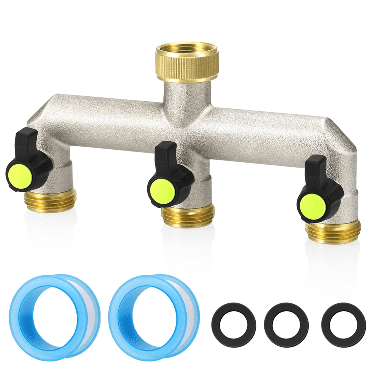 Brass Garden Hose Splitter - Water Hose Splitter 3 Way Heavy Duty ...