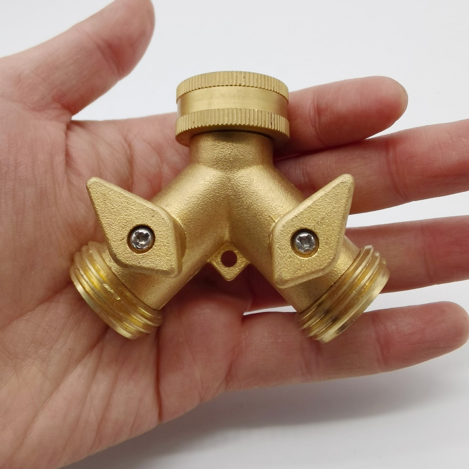 Brass Garden Hose Y Splitter 2 Way Connector Outdoor Faucet Adapter ...