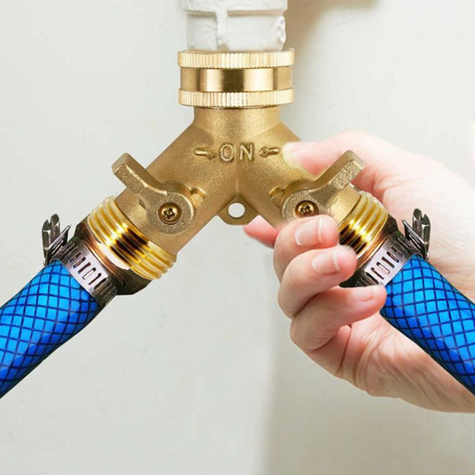 Brass Garden Hose Y Splitter (2 Way Shut-off),Garden Y Hose Splitter ...