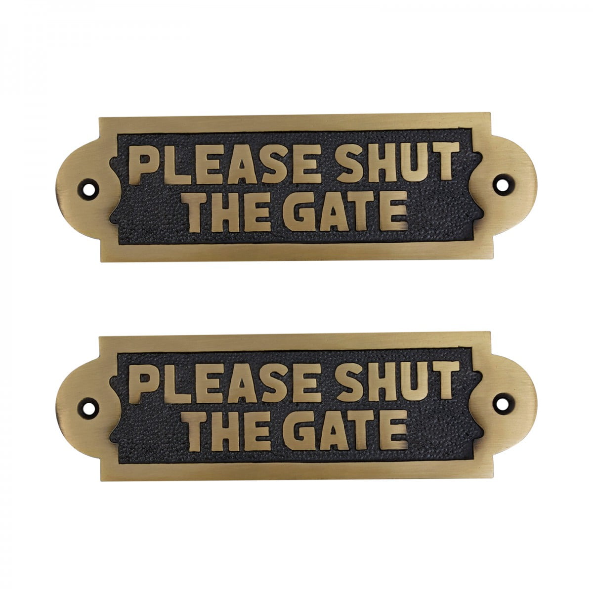 Brass Gate Sign PLEASE SHUT THE GATE Privacy Security Plaques ...
