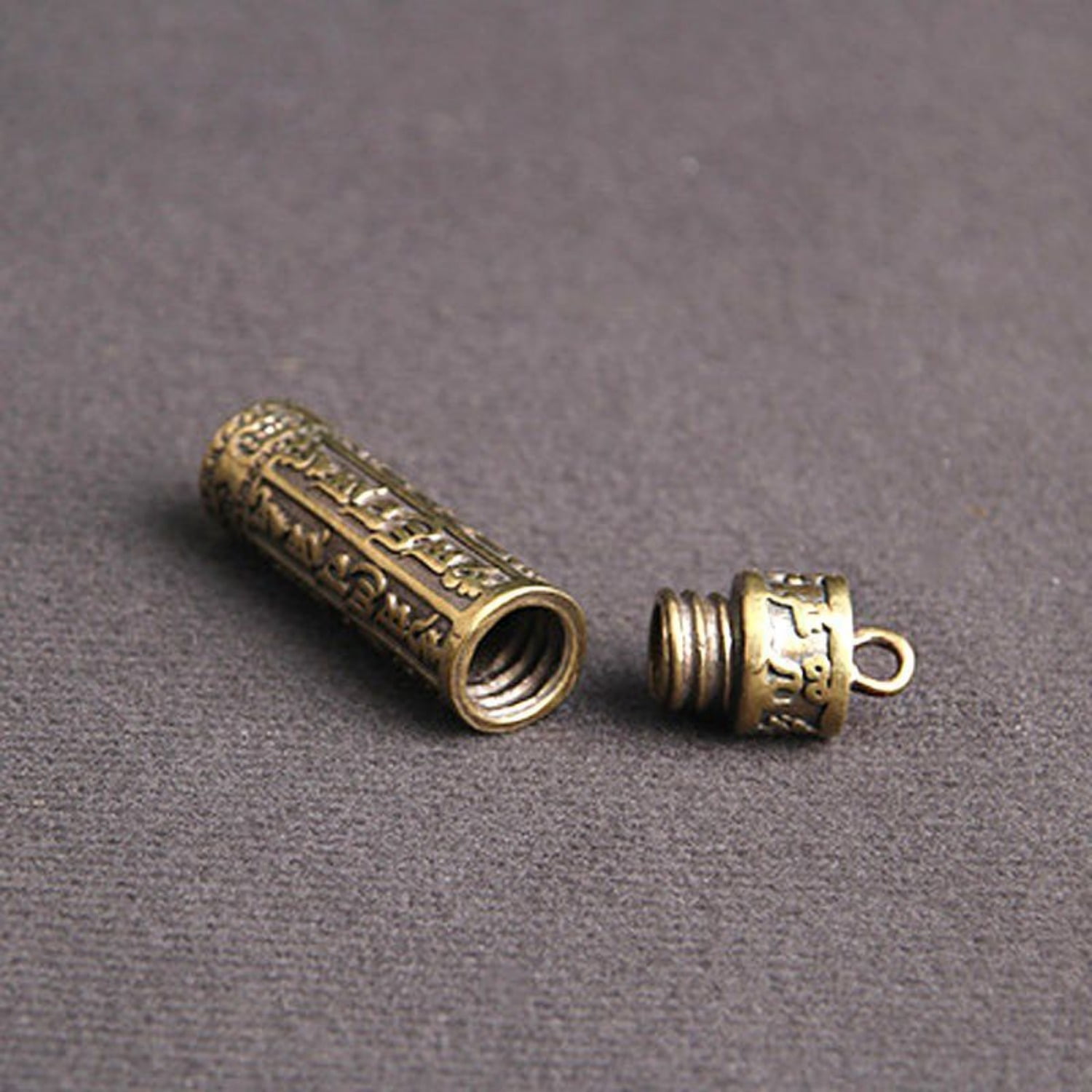 Brass Gawu Box Keychain Pendant Six Character Mantra Amulet Tibetan ...