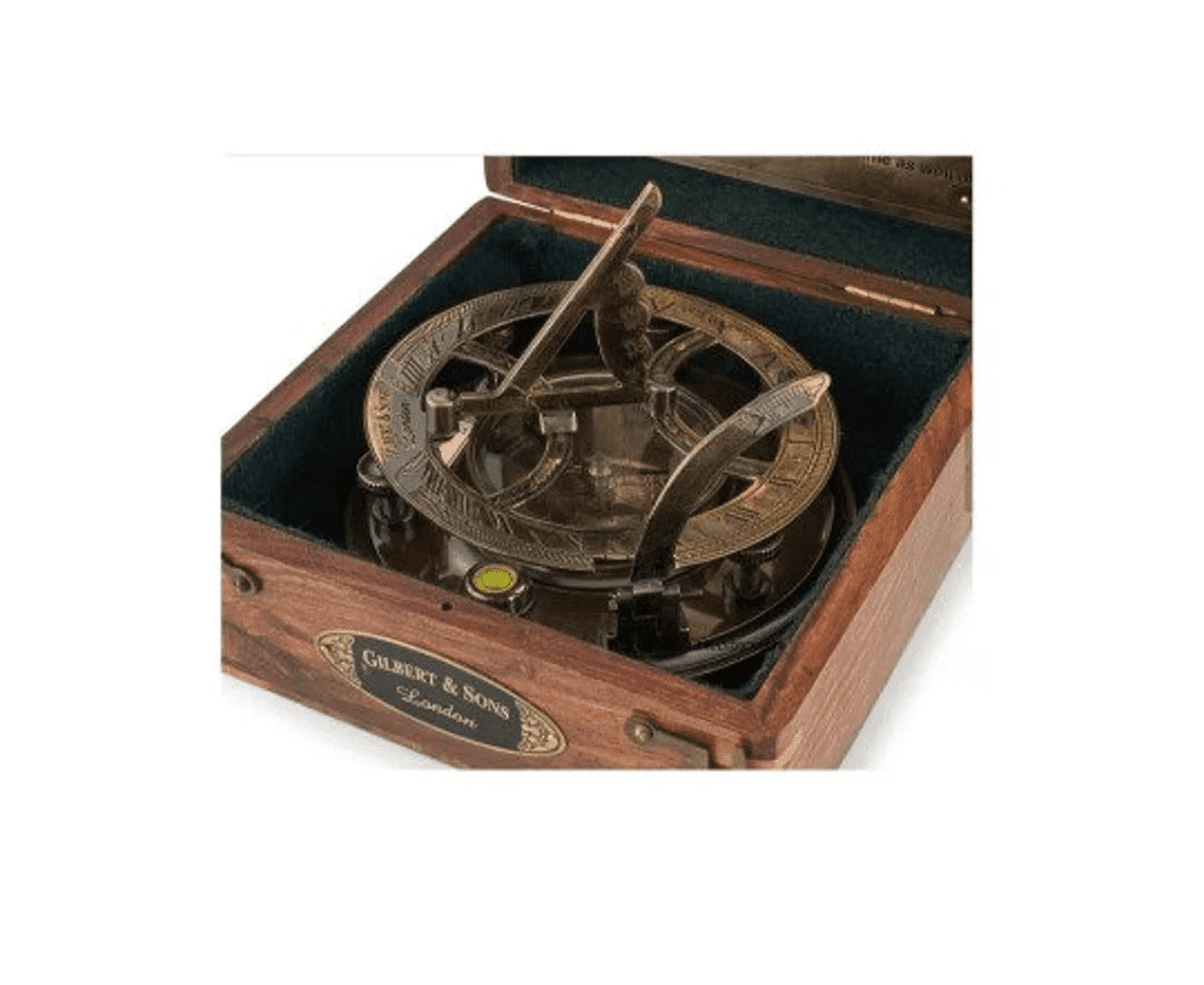Brass Gilbert & Sons Sundial Compass I With Wooden Box I Antique Working Brass Direction Compass ...