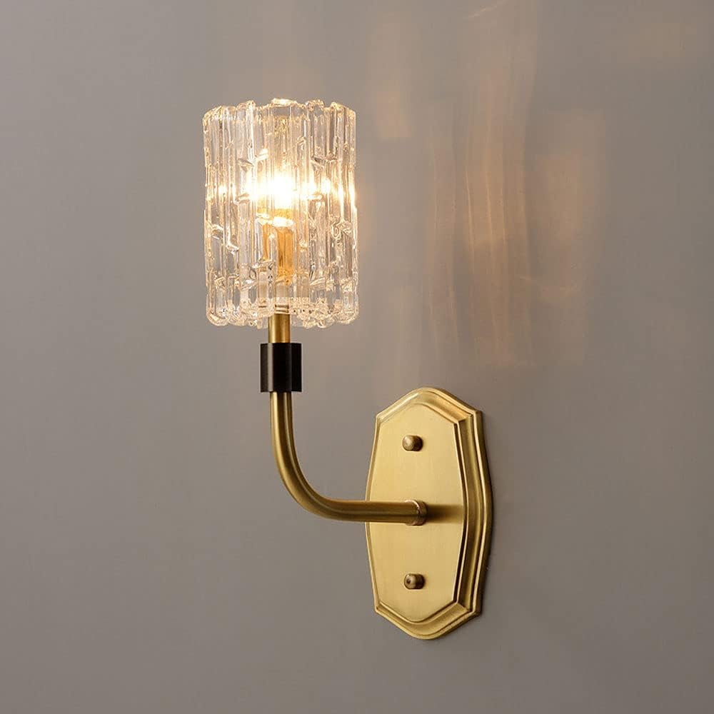 Brass Glass Wall Sconce Lighting Fixtures Suitable for Bedroom Bedside Living Room, Modern Wall ...