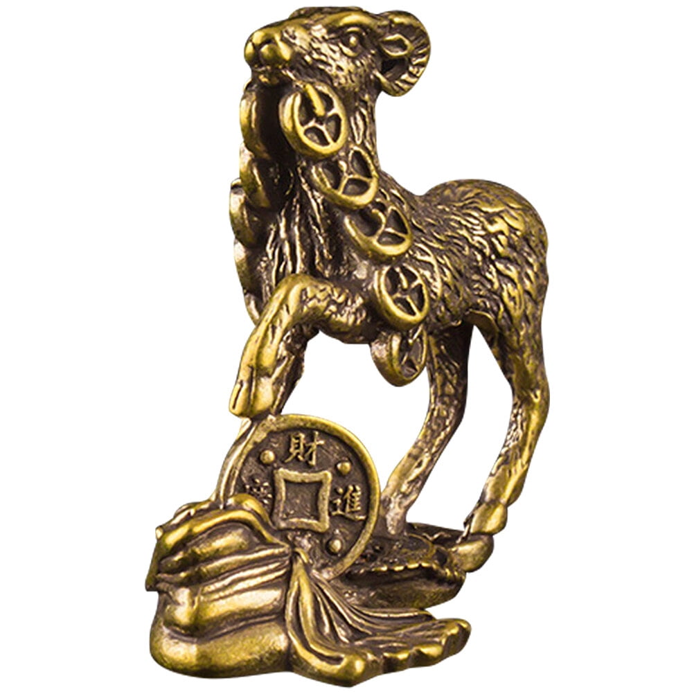 MERRYHAPY Golden Brass Goat Ornament for Home Decor and Holiday ...