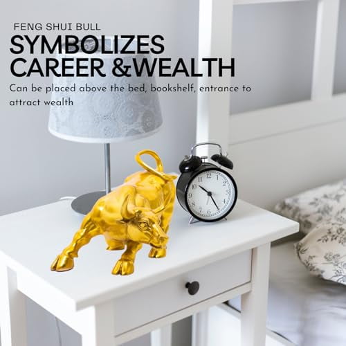 Brass Gold Bull Figurine -Wall Street Bull Art Decor,Bull/Cow/Ox Figure ...