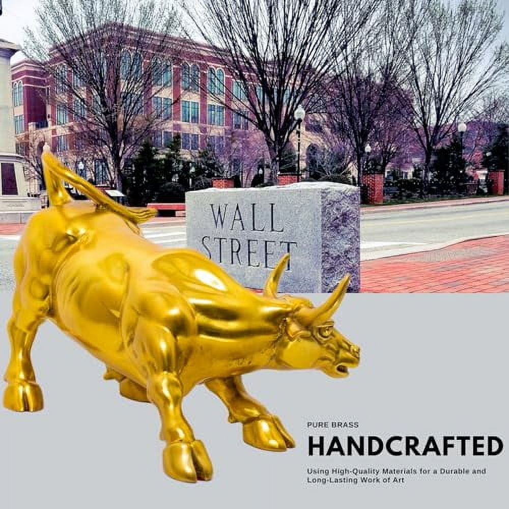 Brass Gold Bull Figurine -Wall Street Bull Art Decor,Bull/Cow/Ox Figure Statues and Sculptures ...
