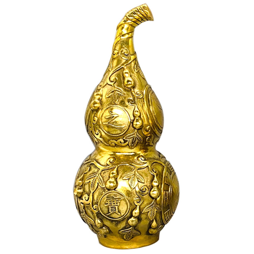 Brass Gourd Ornament Desktop Chinese Luck Gourd Statue Decor - Walmart.com