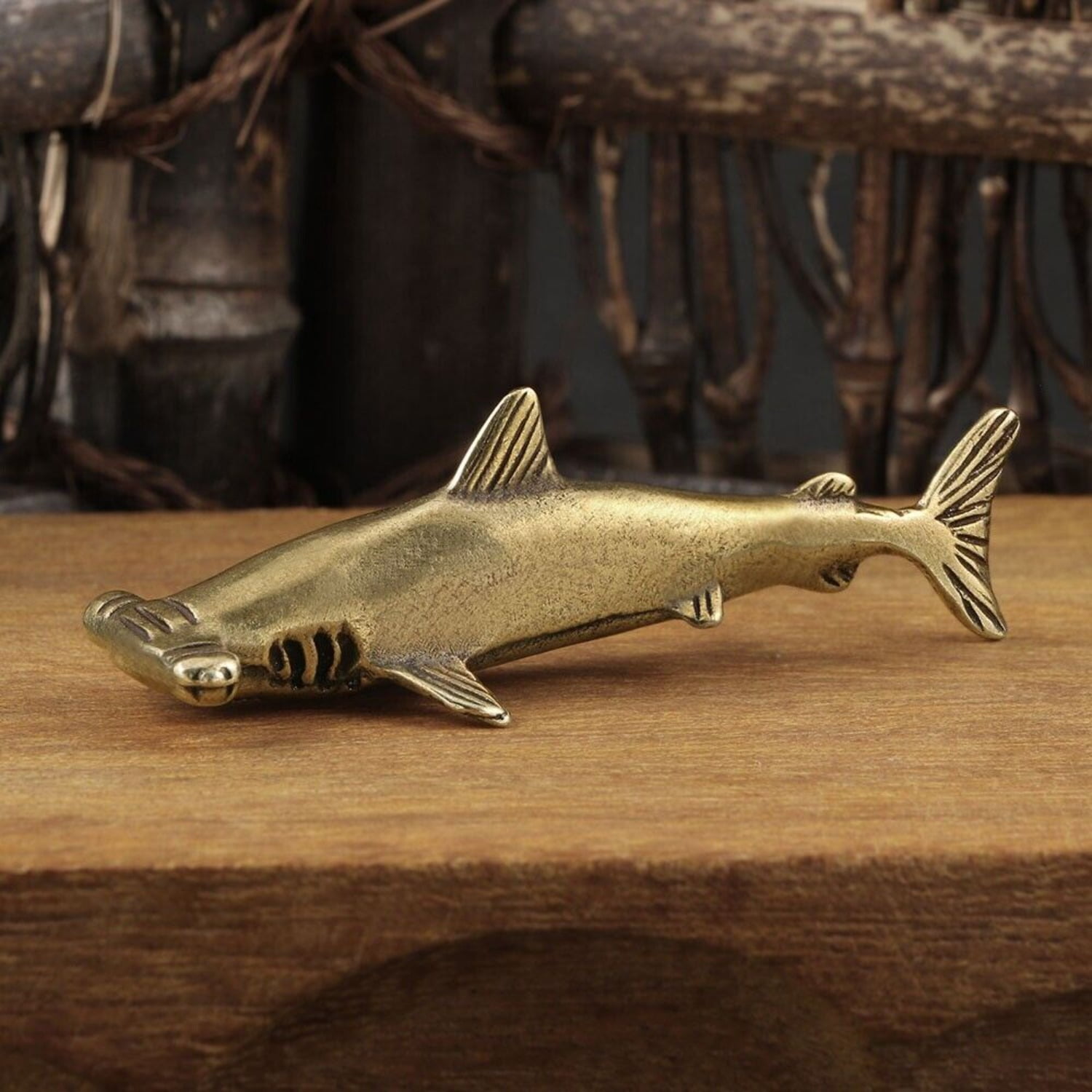 Brass Hammerhead Shark Statue Animal Figurine Collectible Table Desk ...