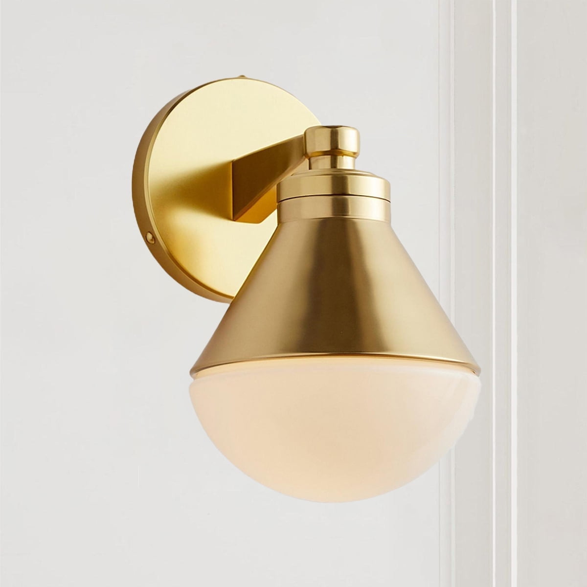 Brass Hand-polished Wall Lamp, Modern Conical Sconce, Geometric Wall ...
