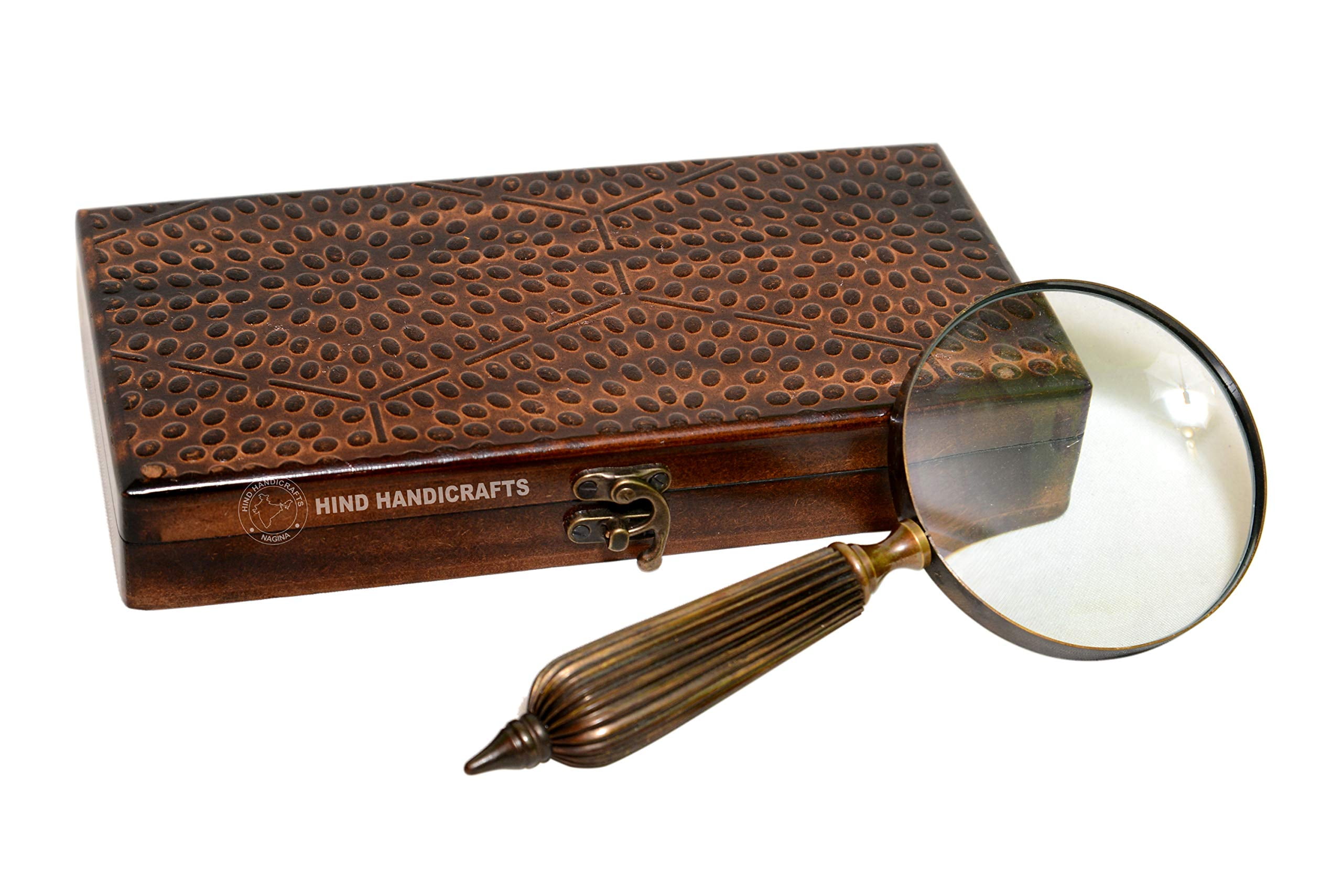 Brass Handheld Magnifier with 4 inch Premium Brass Framed Magnifying ...