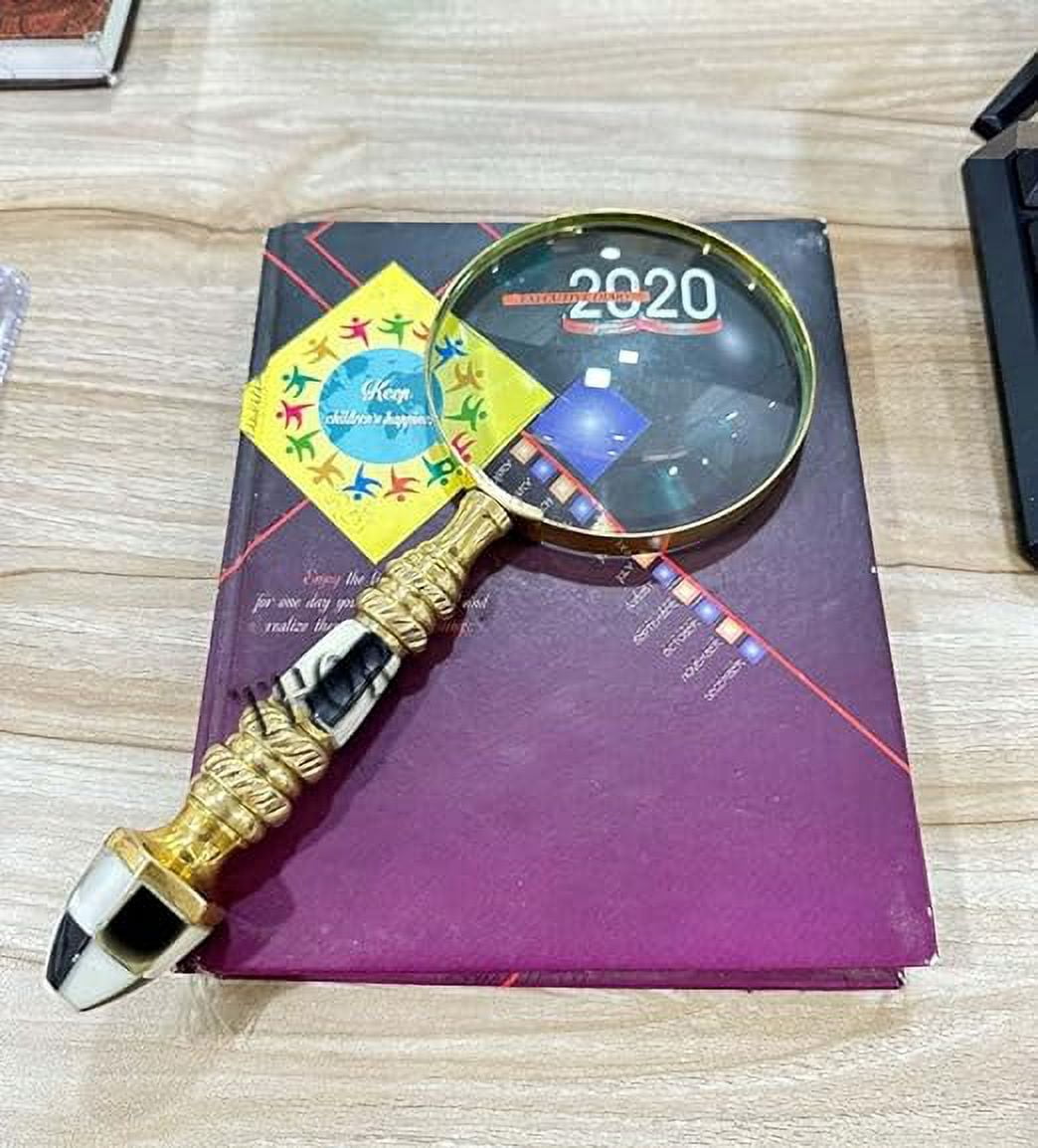 Brass Handheld Magnifying Glass Lens, Antique 10X Brass Magnifier, Fine ...