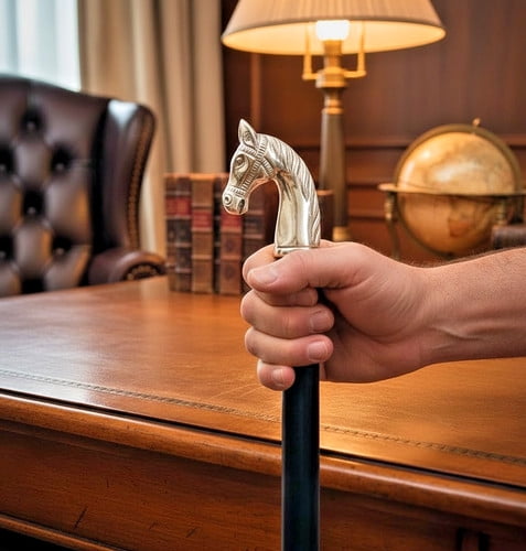Brass Handle Wood Vintage Horse Head Walking Cane for Grandmother ...
